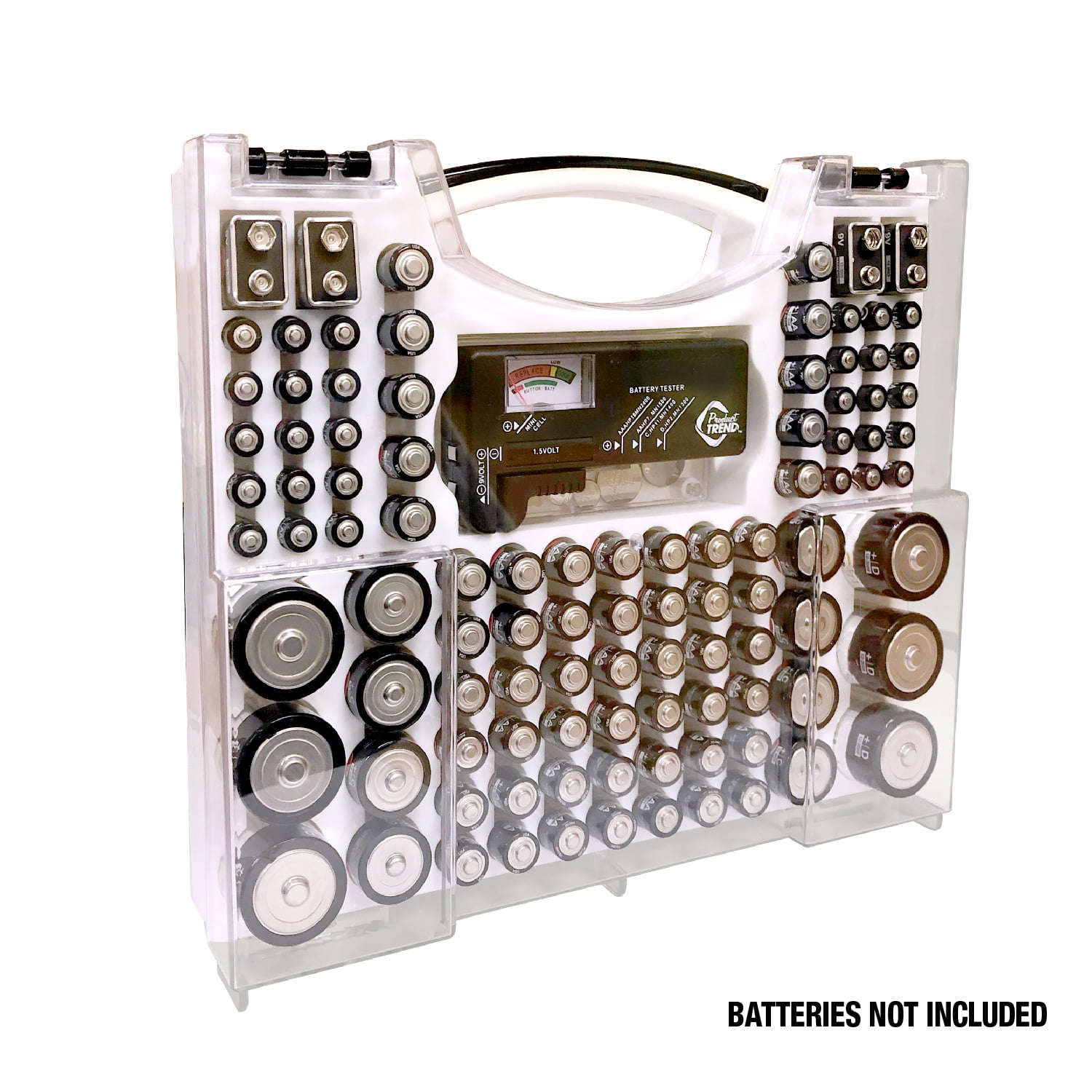 Battery Pro Organizer & Tester, Holds 100 Assorted Batteries, 1 Case ...