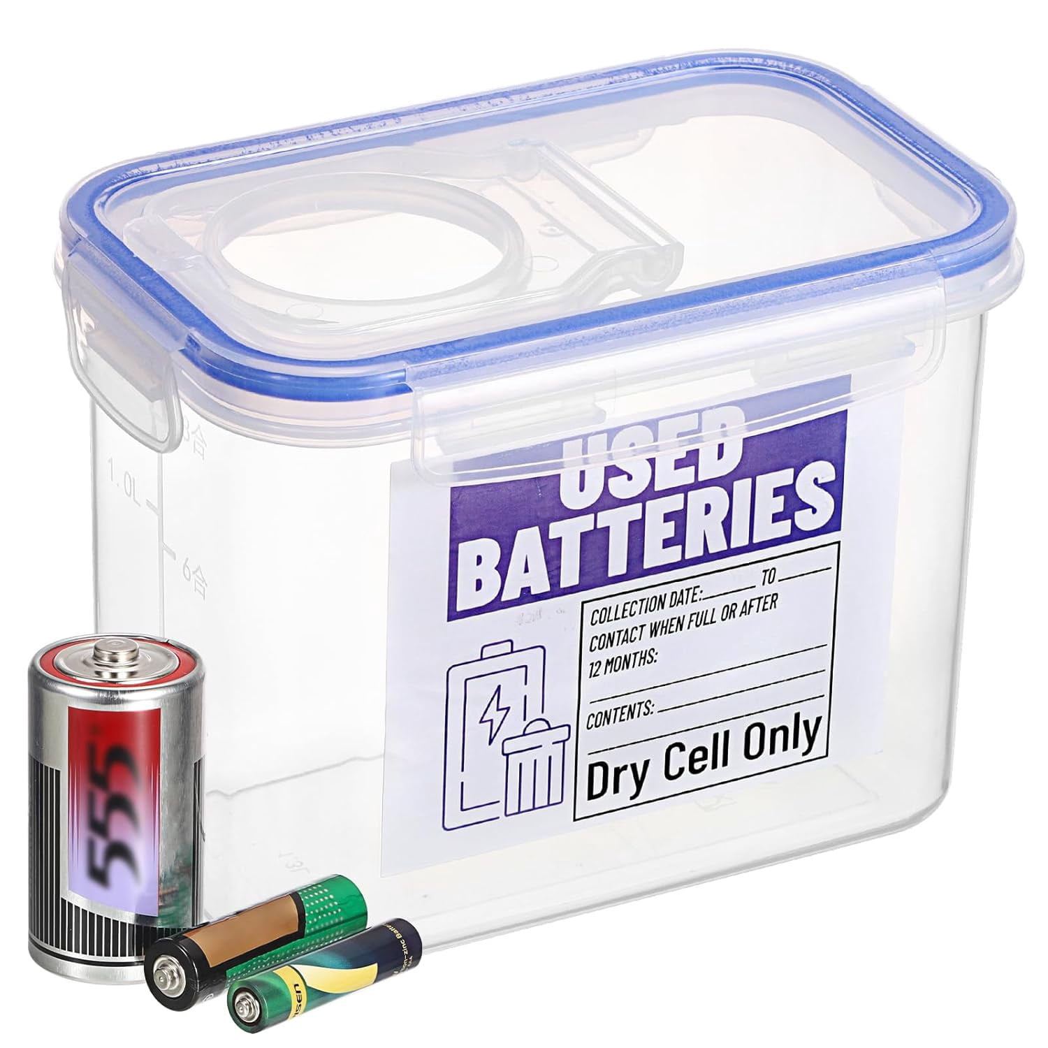 Battery Recycling Container with Lid for Household Batteries, Battery ...