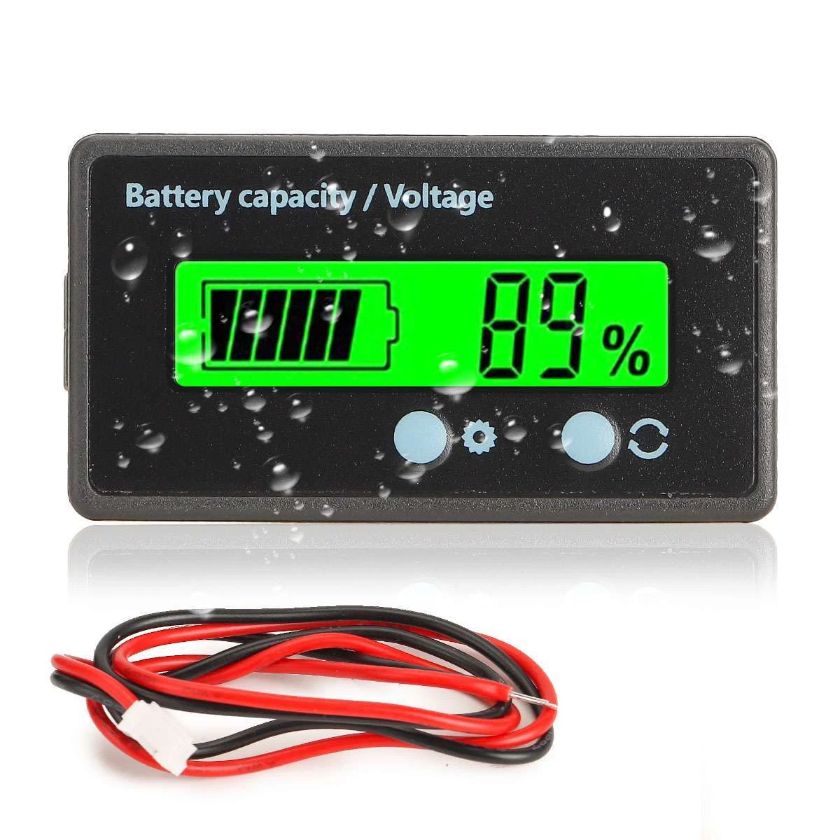 Battery Status Charge Lcd Digital Indicator Monitor Meter Gauge 12V/24V ...