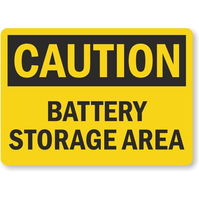 Battery Storage Area Caution Weatherproof Metal Aluminum Sign Size: 16 ...