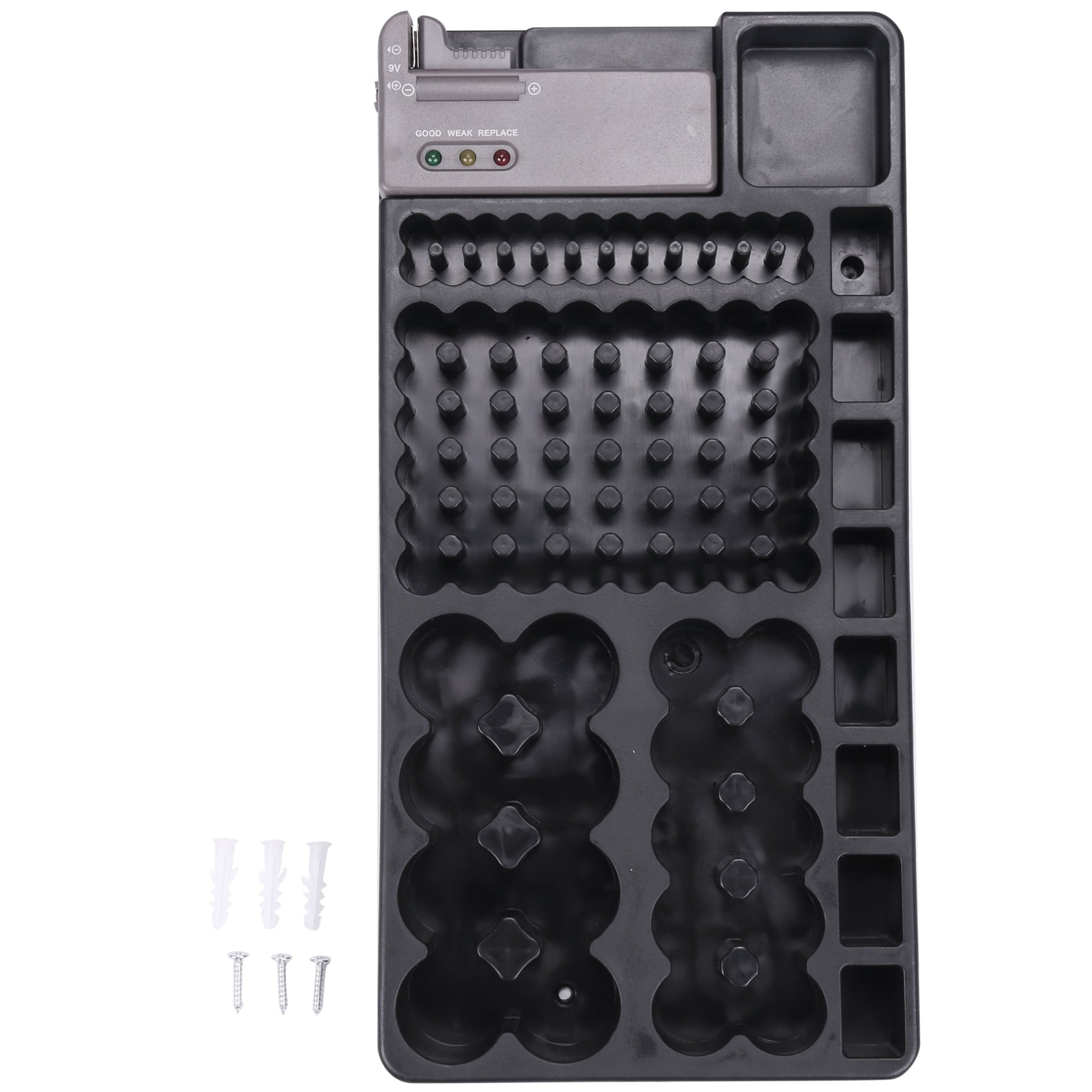 Battery Storage Organizer Holder with Tester - Battery Caddy Rack Case ...