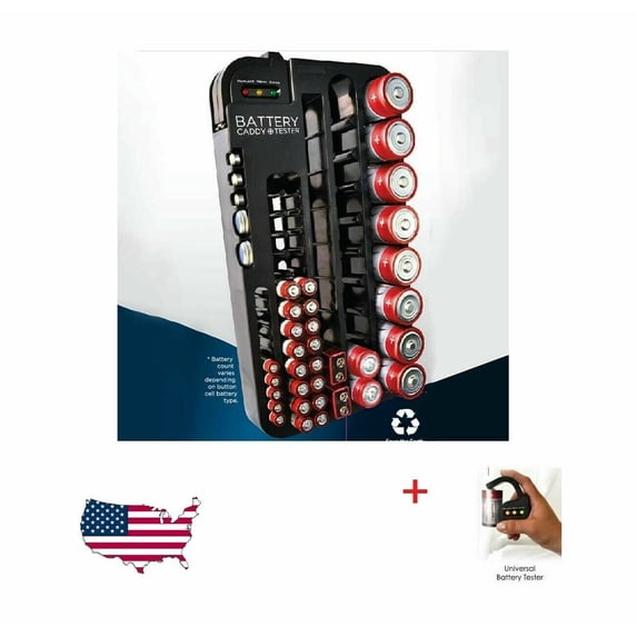 Battery Storage Organizer Tester Removable Case for AAA AA 9V C D 72 ...