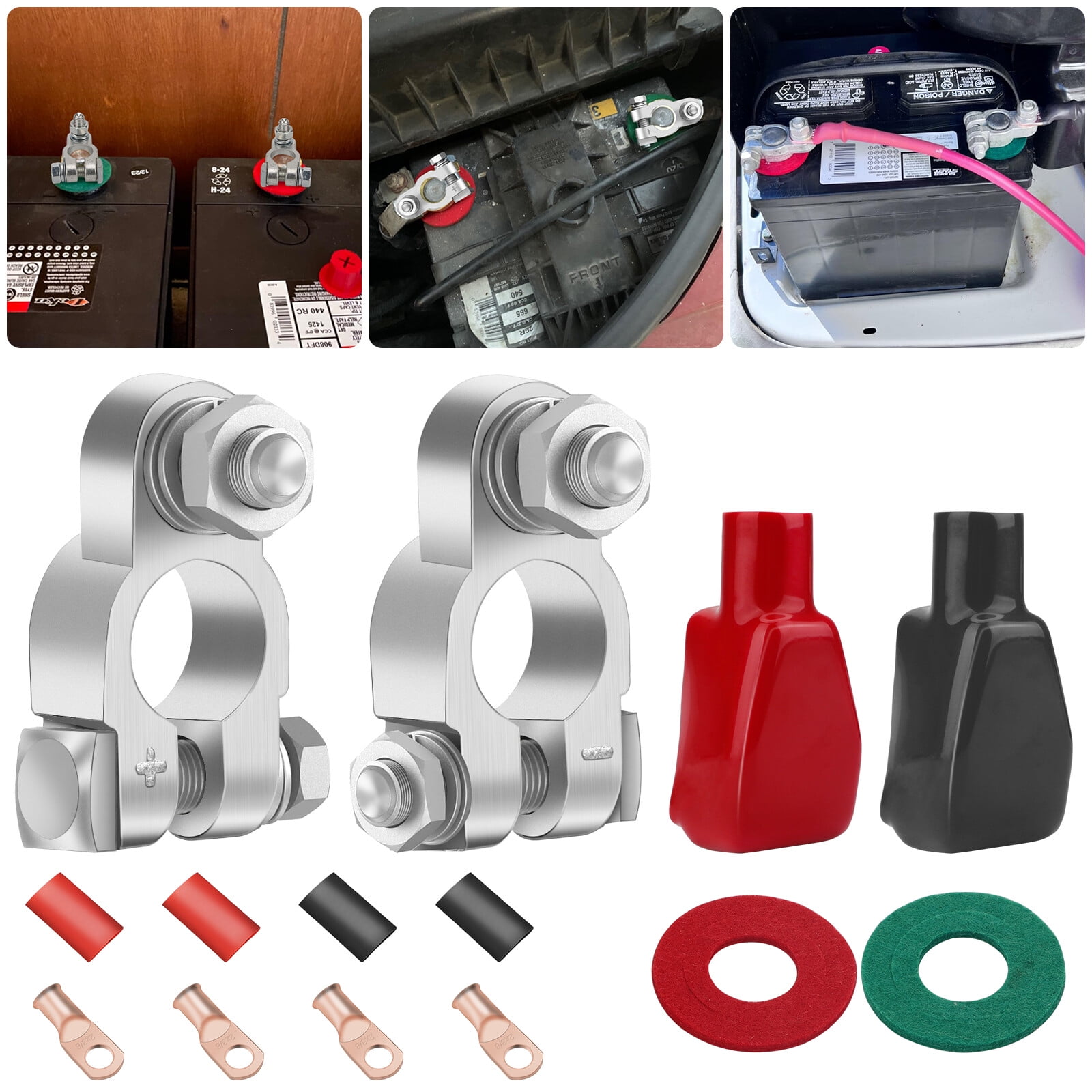 Battery Terminal Connectors Kit Heavy Duty Positive Negative for Auto ...