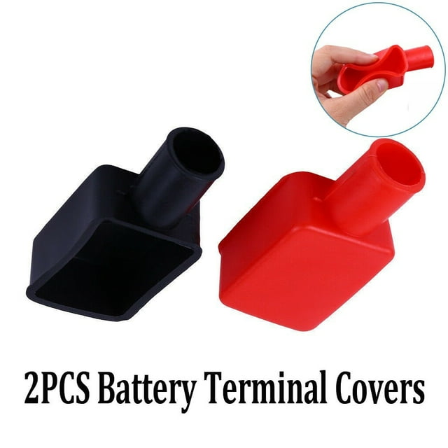 Battery Terminal Covers Positive Red & Negative Black Flag Cable Boot ...