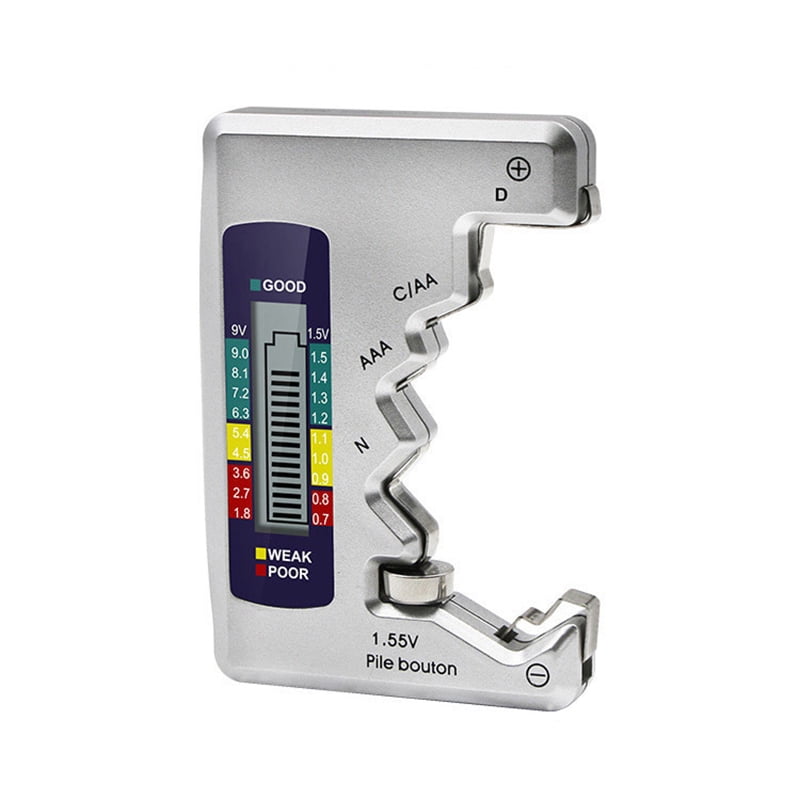 Battery Tester LCD Display AA/AAA/C/D/9V/1.5V Button Cell 18650 Battery ...