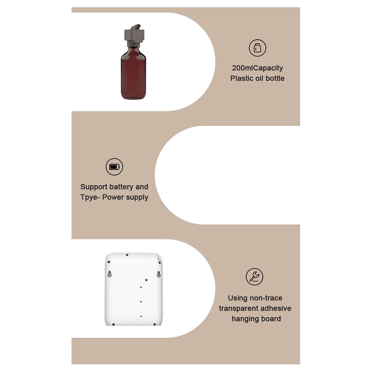 Battery Waterless Essential Oil Diffuser Wall Hanging Home Aromatic ...