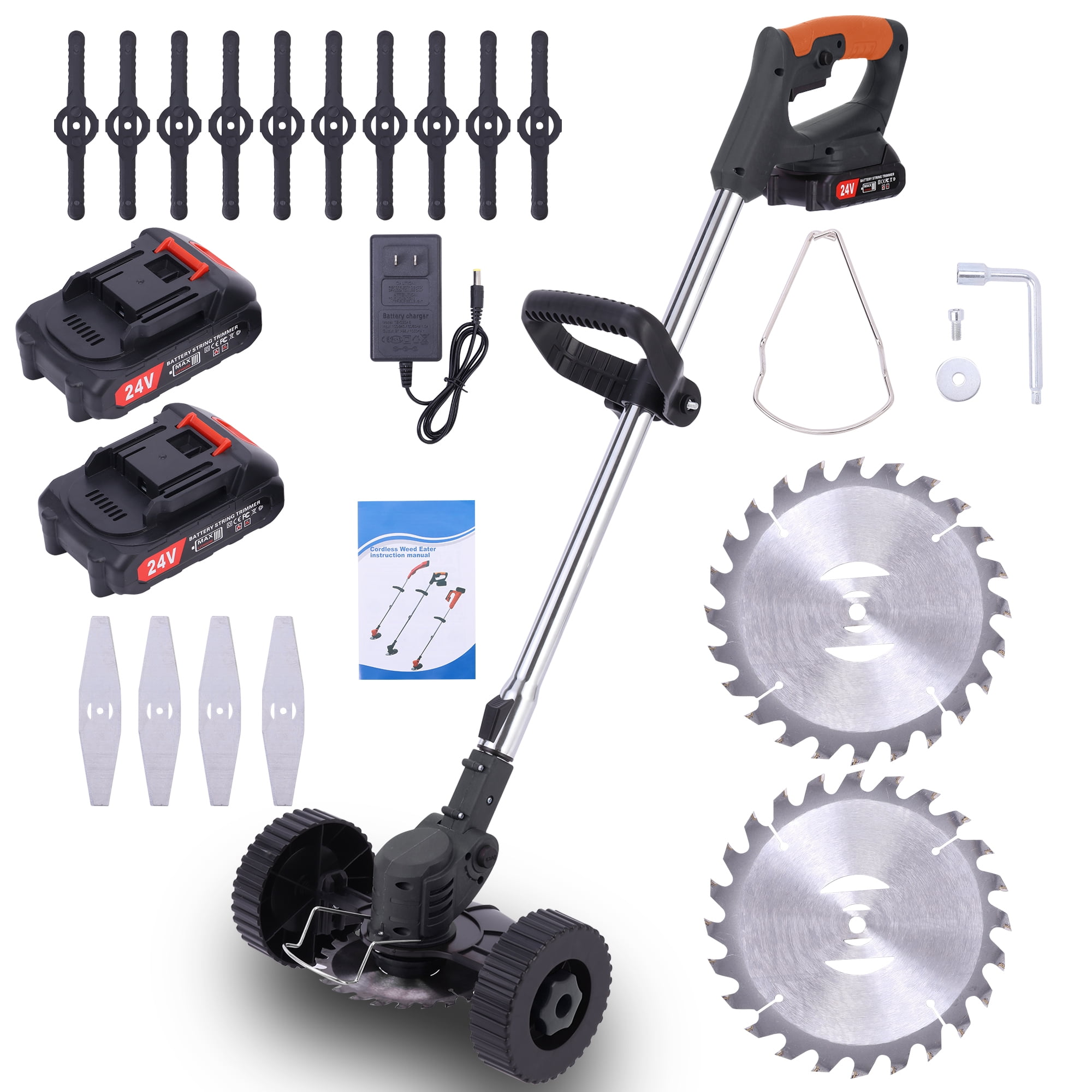 Battery Weed Wacker with Charger, Cordless Grass Trimmer Tool with 3 ...
