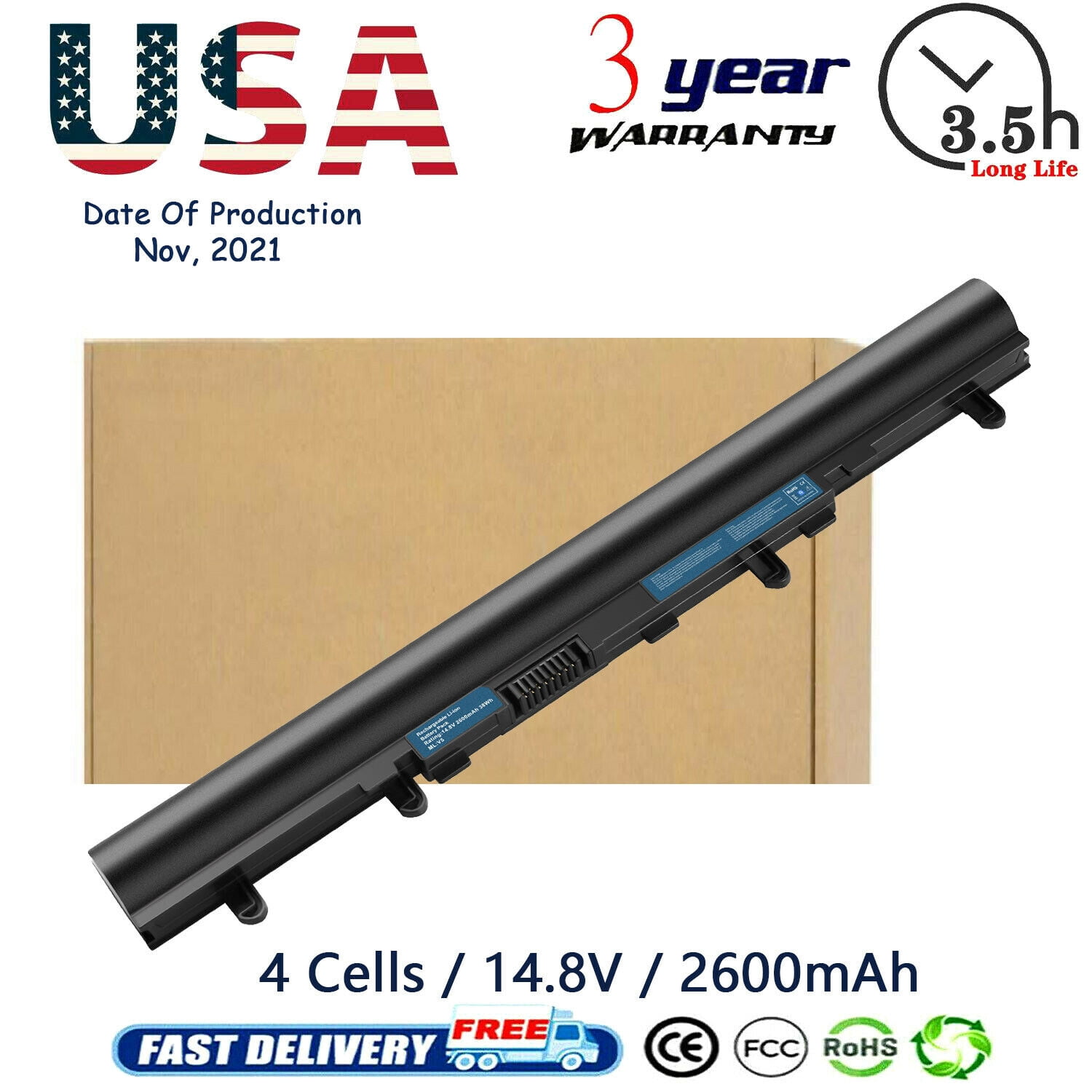 Battery for Acer Aspire V5 V5-551 V5-571 V5-571P V5-571-6726 AL12A32 ...