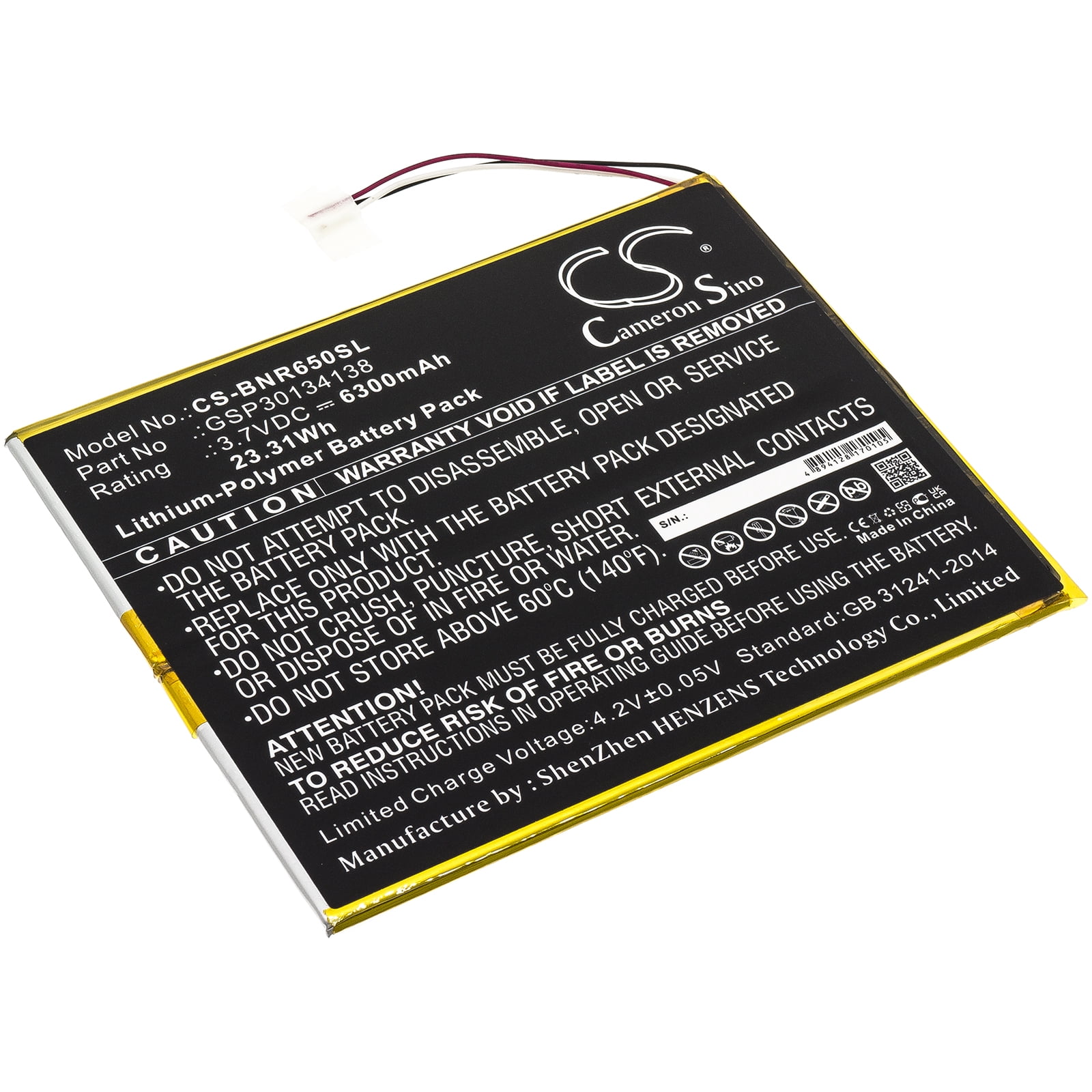 Battery for Barnes & Noble BNTV650 Nook 10.1 GSP30134138 Tablet CS ...