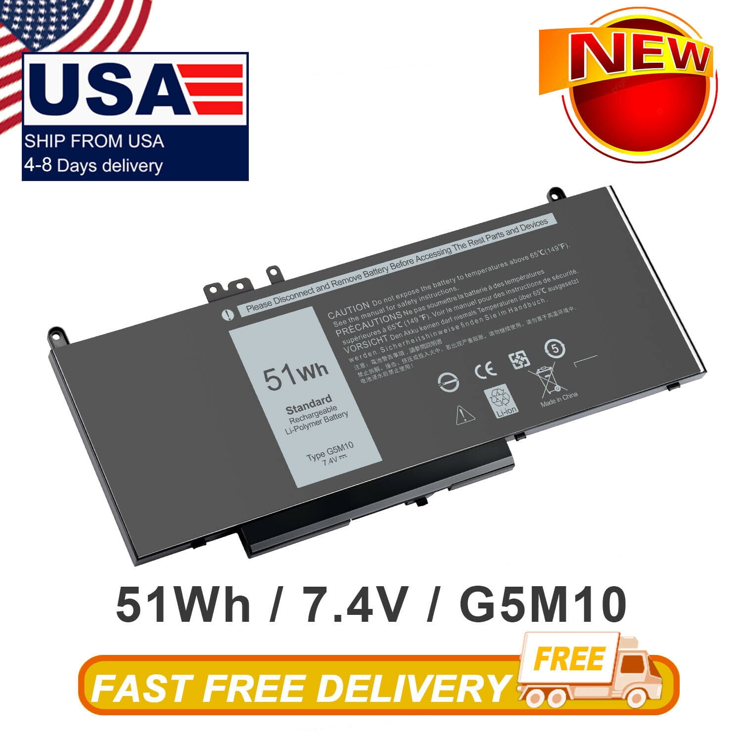 Battery for Dell Latitude E5450 E5550 E5250 Notebook Laptop 15.6" G5M10 ...