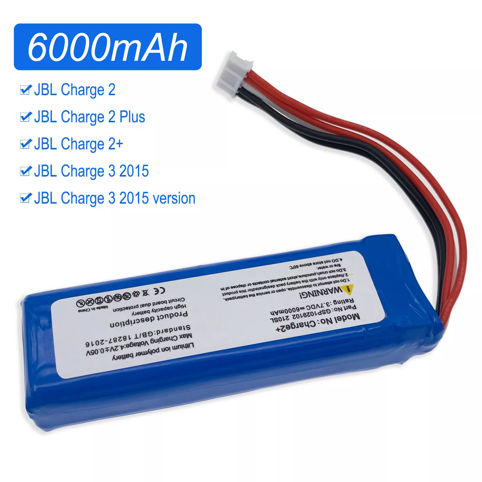 Battery for JBL Charge 2+ Charge 2 Plus Replacement GSP1029102 ...