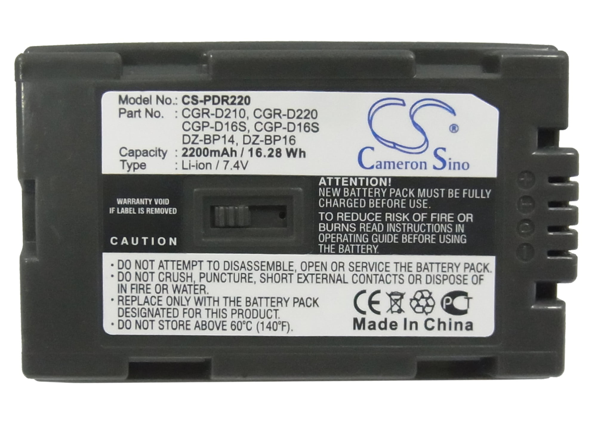 Battery for Panasonic AG-DVC15 CGP-D16S CGR-D210 CGR-D220 D16A HITACHI DZ-BP16 - Walmart.com