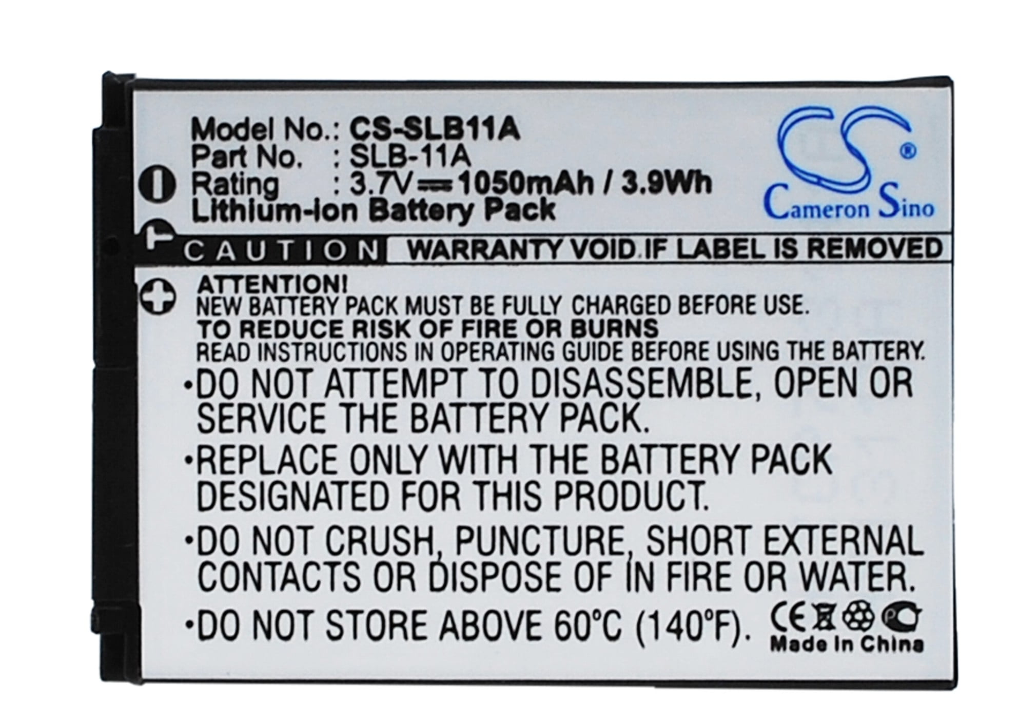 Li-Ion Replacement Battery for Samsung 3.7v 1050mAh/3.9Wh Camera ...