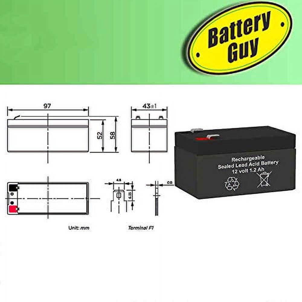 BatteryGuy WKA12-1.3F Replacement 12V 1.2Ah SLA Batteries Brand ...