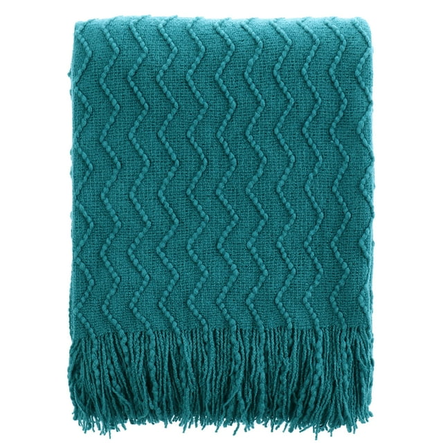 Battilo Blue Throw Blanket for Couch, Textured Teal Throw Blankets ...