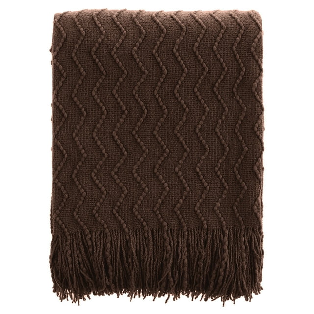 Battilo Brown Throw Blanket for Couch, Decorative Chocolate Brown Knit ...