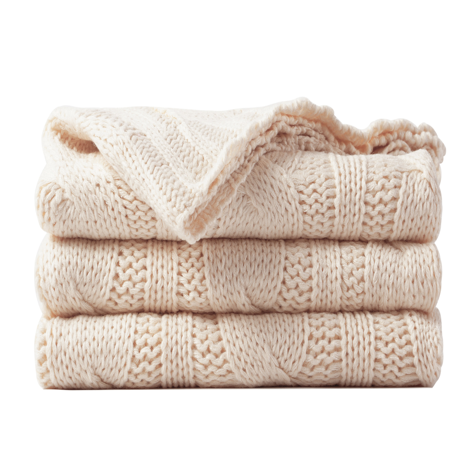 Better Homes & Gardens Cozy Knit Throw, 50"x72", Cream - Walmart.com