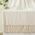 Battilo Cream Throw Blanket for Couch, Knitted White Throw Blankets for ...