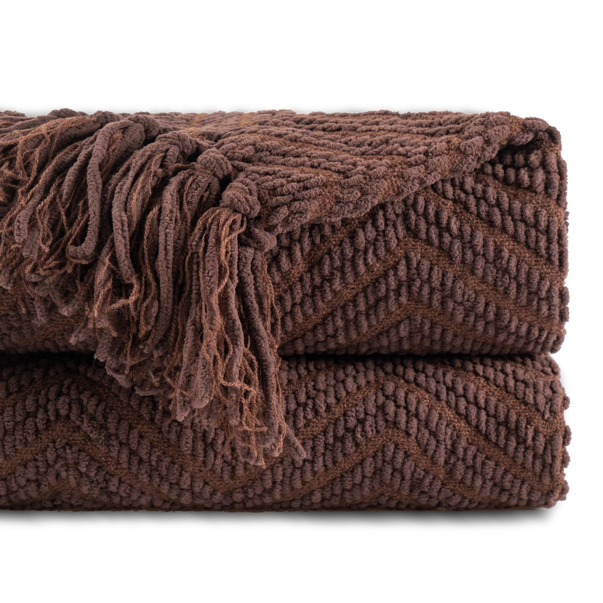Free Shipping! Battilo Dark Brown Throw Blanket for Couch, Herringbone ...
