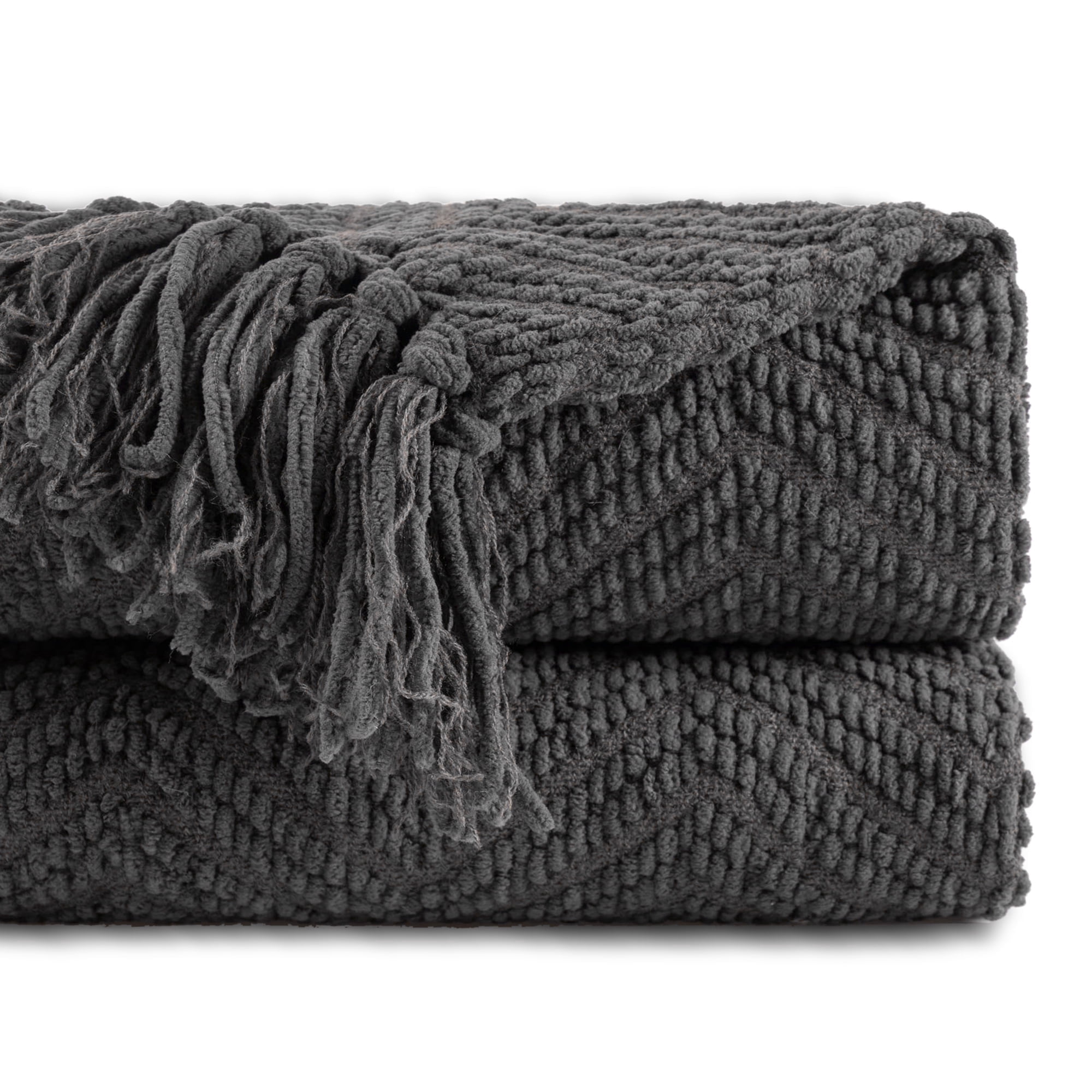 Dark Grey Throw Blanket,Herringbone Knit Charcoal Throw,Grey Blanket ...