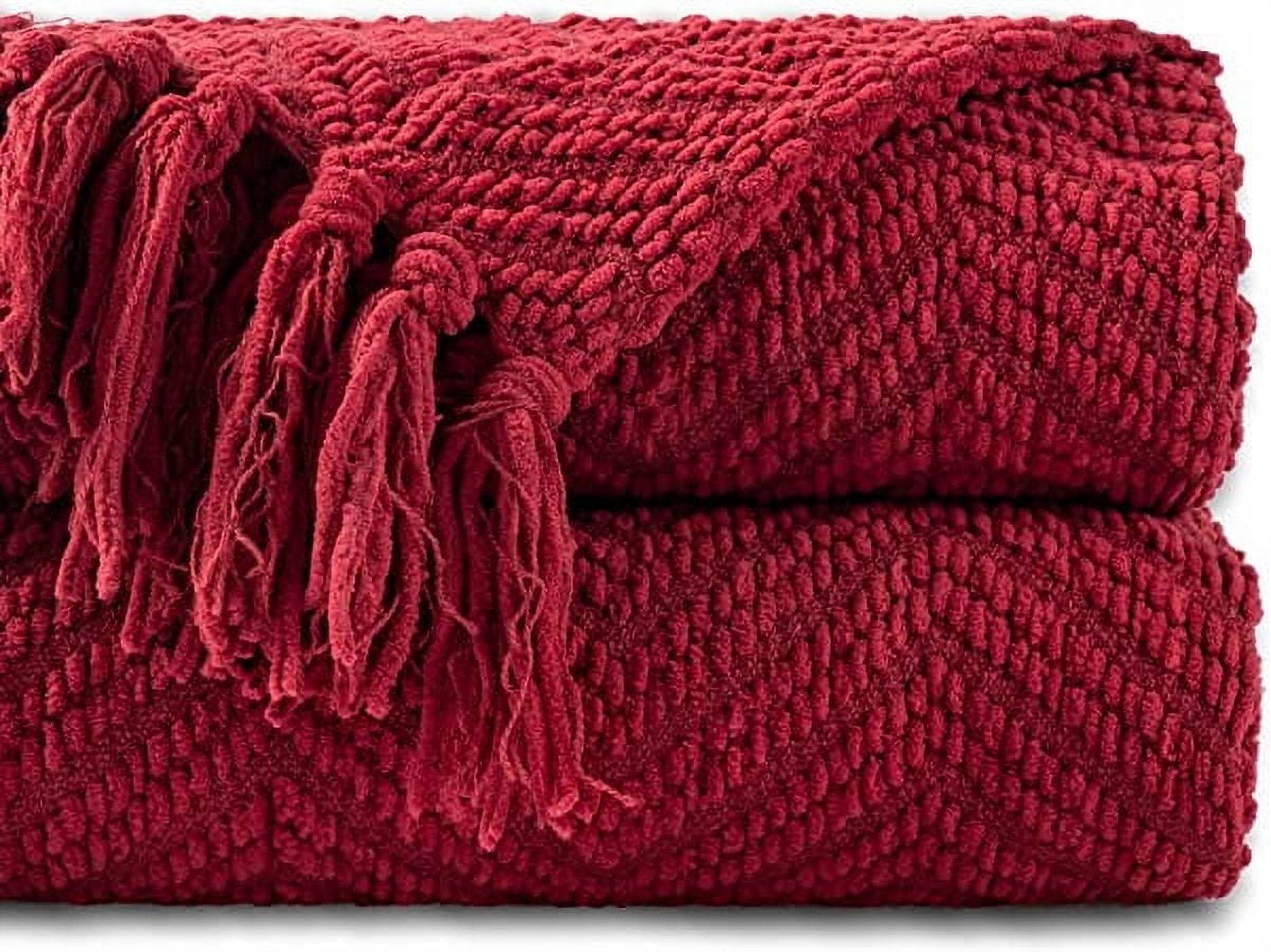 Battilo Dark Red Throw Blanket,Herringbone Knit Throw,Housewarming ...