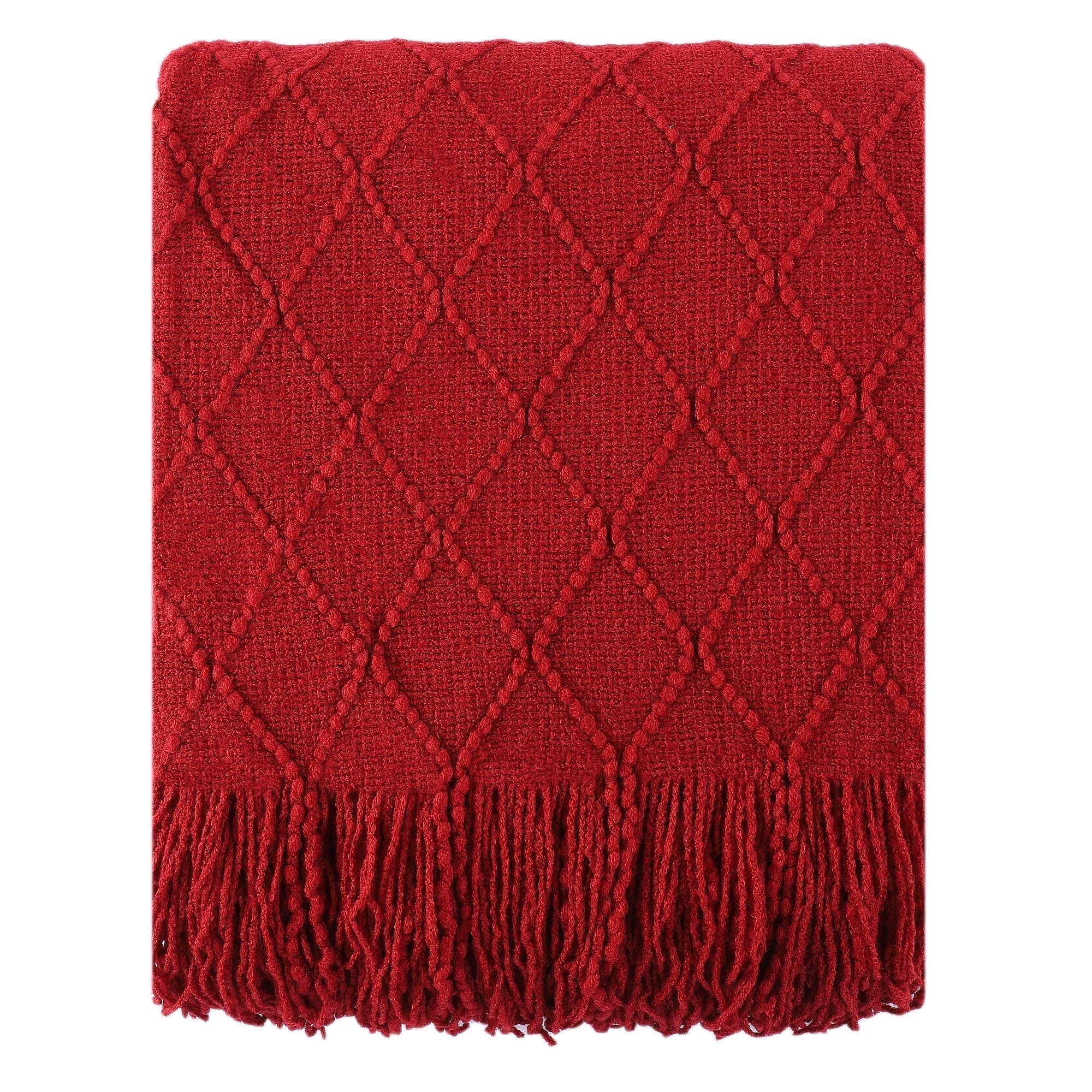 "Battilo Cozy Patterned Dark Red Throw Blanket, 50""x60"" Bed Accent ...