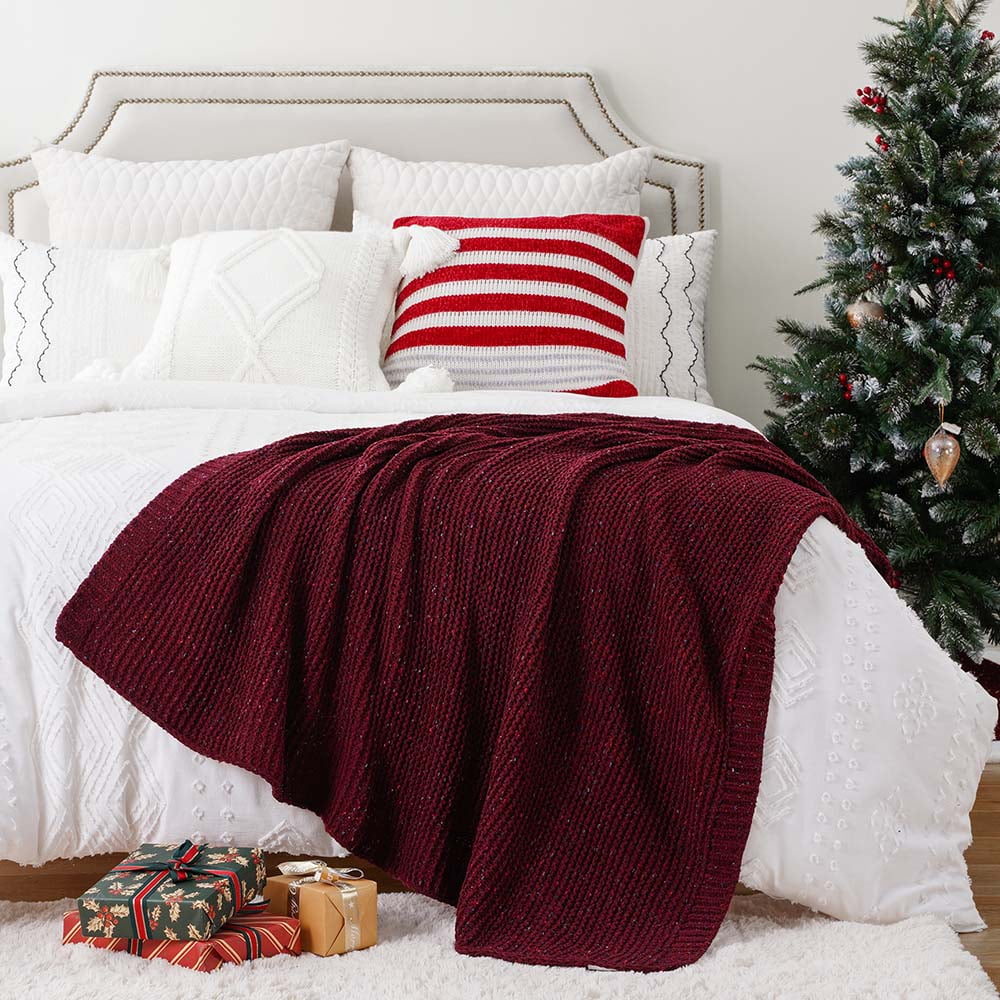 Battilo Dark Red Micro Knitted Throw 50 in x 60 in - Walmart.com