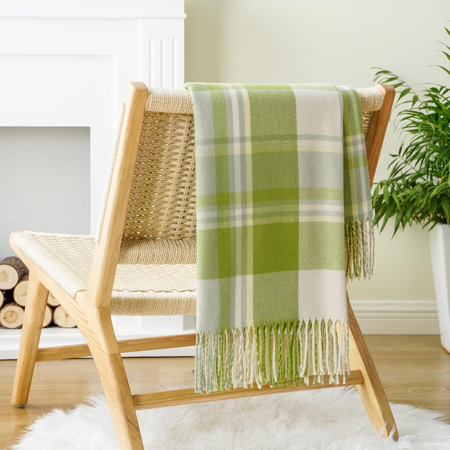 Battilo Light Green Plaid Throw Blanket for Couch,Summer Lightweight ...