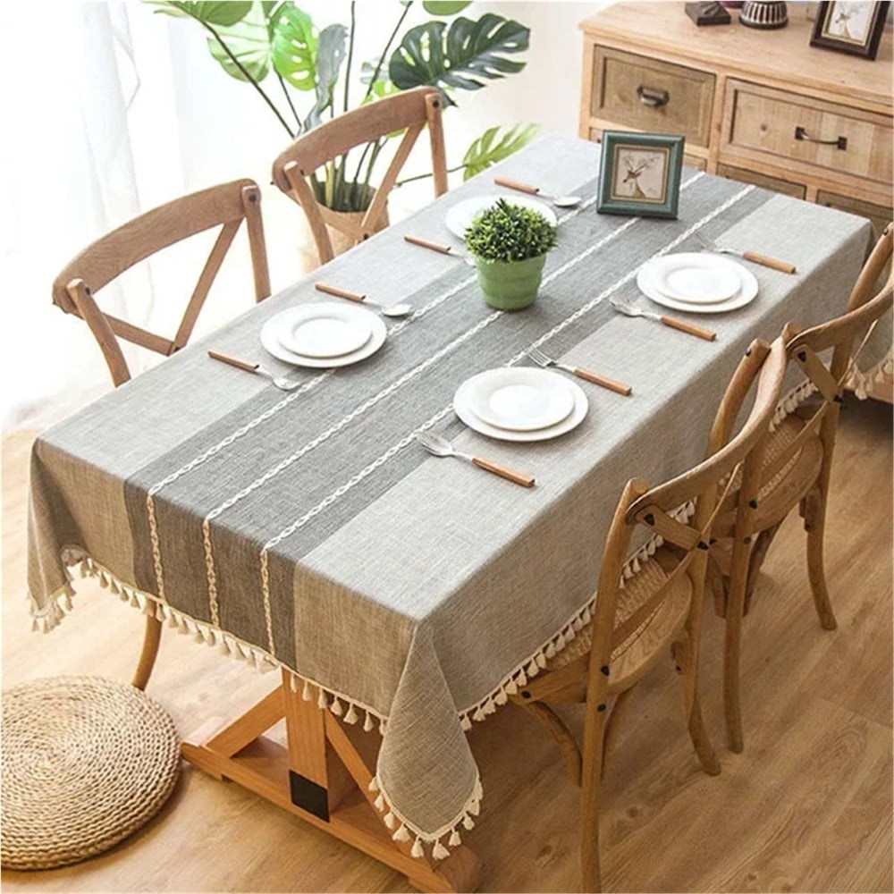 Battilo Linen Tablecloth Rectangular Tables Cloth With Tassel ...
