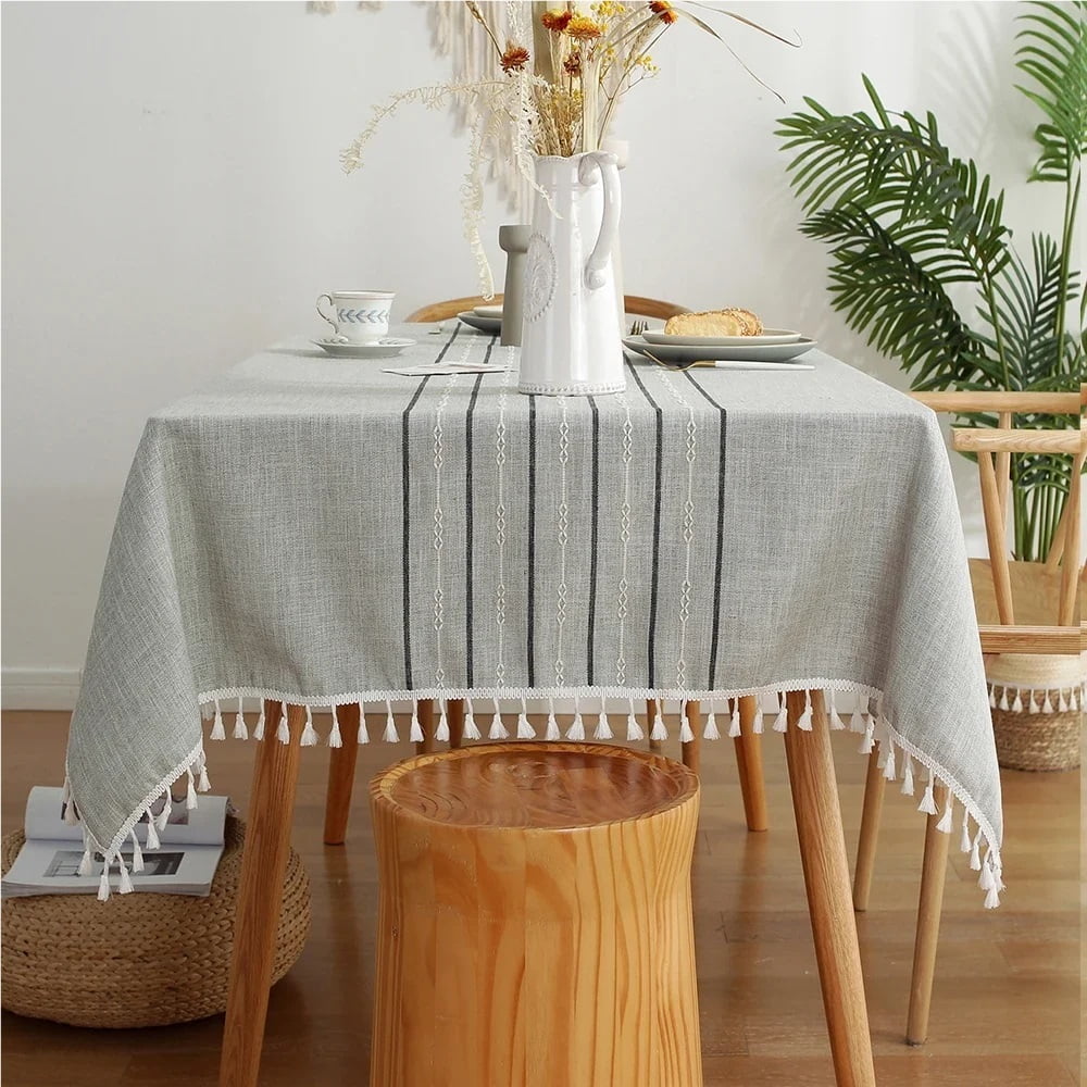 Battilo Linen Tablecloth Rectangular Tables Cloth With Tassel ...