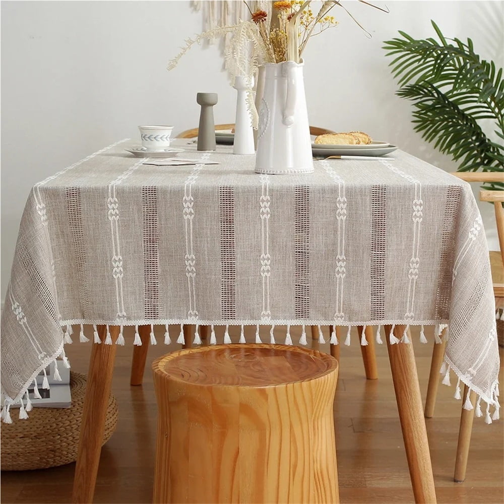 Battilo Linen Tablecloth Rectangular Tables Cloth With Tassel ...