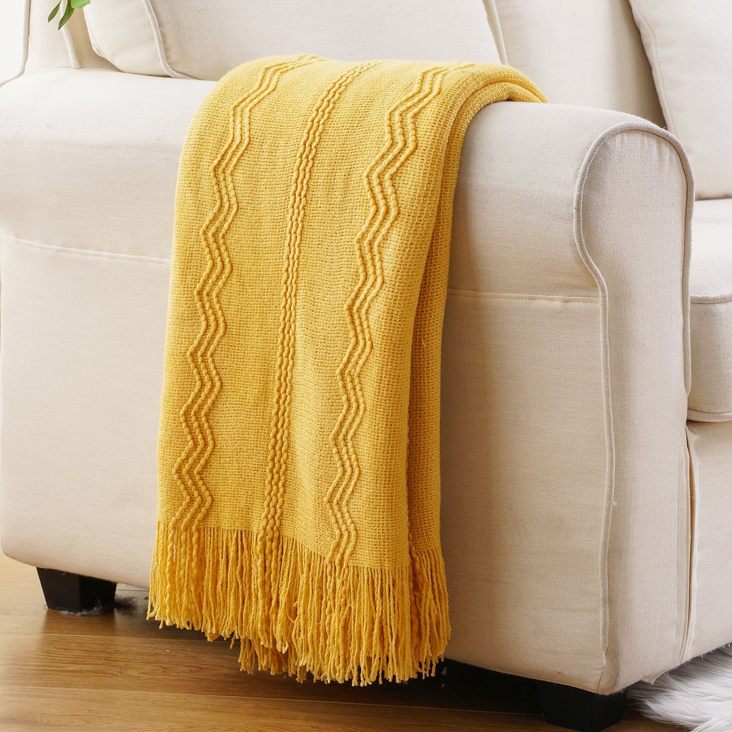 Battilo Geometric Cable Knitted Throw Blanket with Tassel, Lightweight ...
