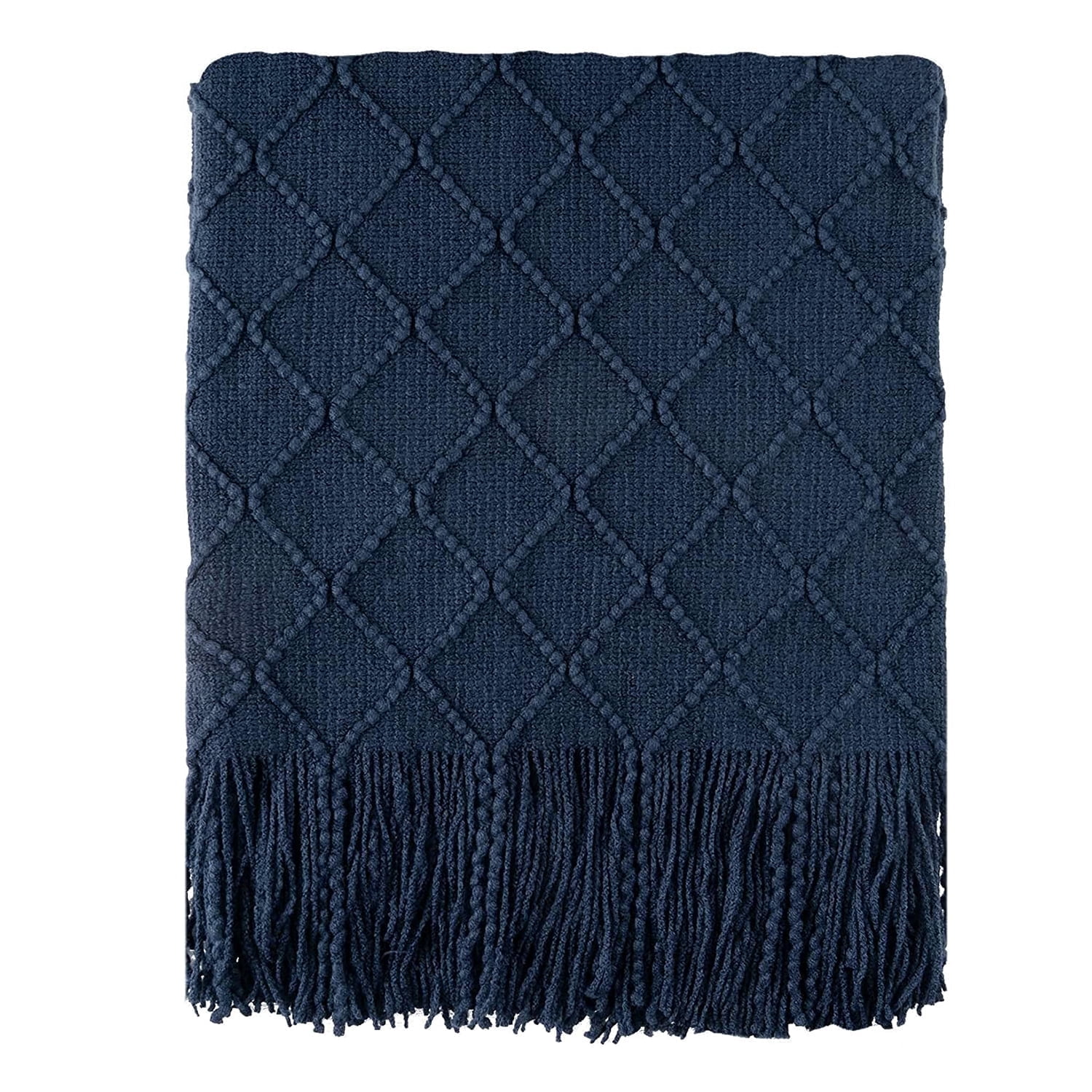 "Battilo Acrylic Navy Throw Blanket, Soft Lightweight, Decorative with ...