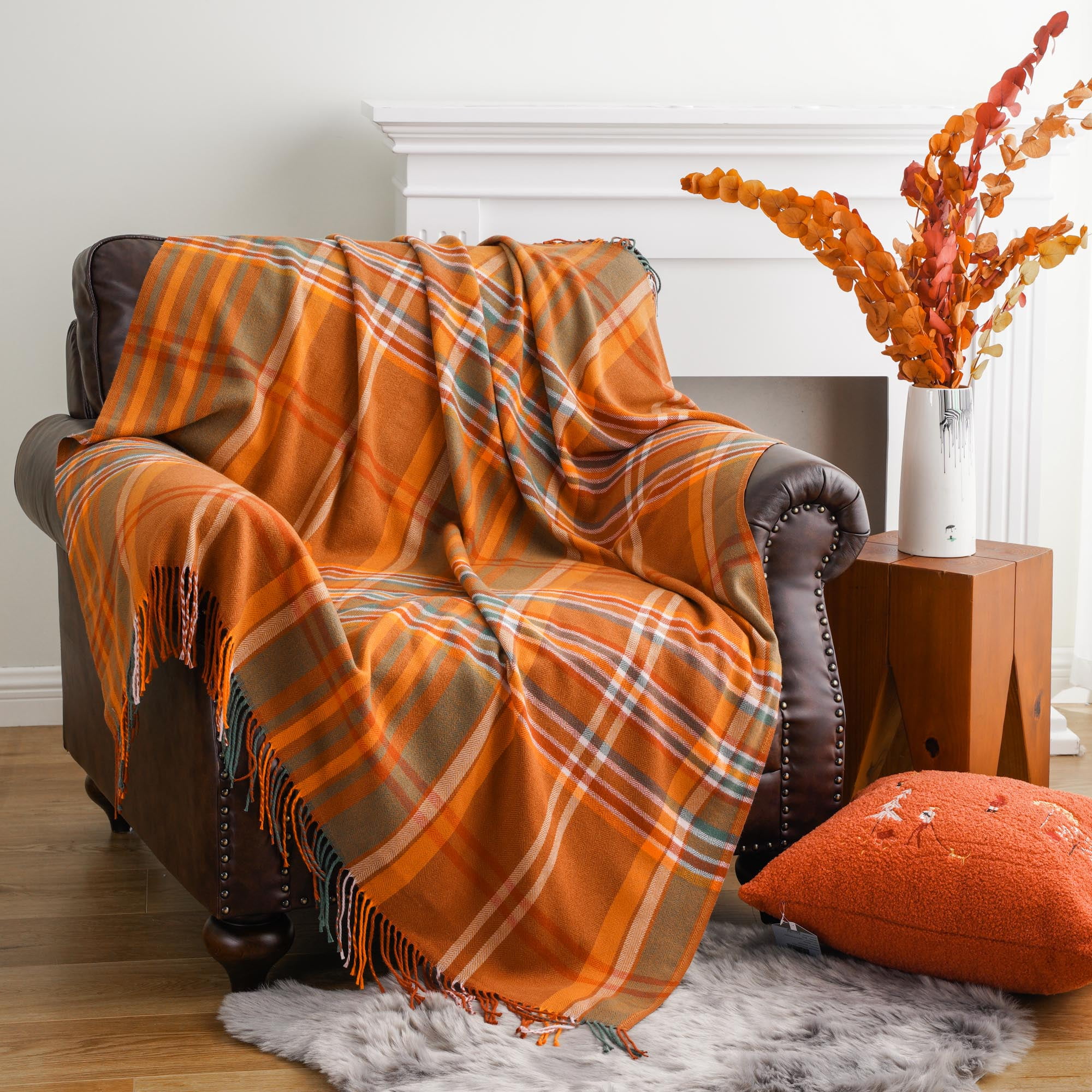LOMAO Decorative Knitted Throw Blanket with Fringe, Cozy Bubble ...