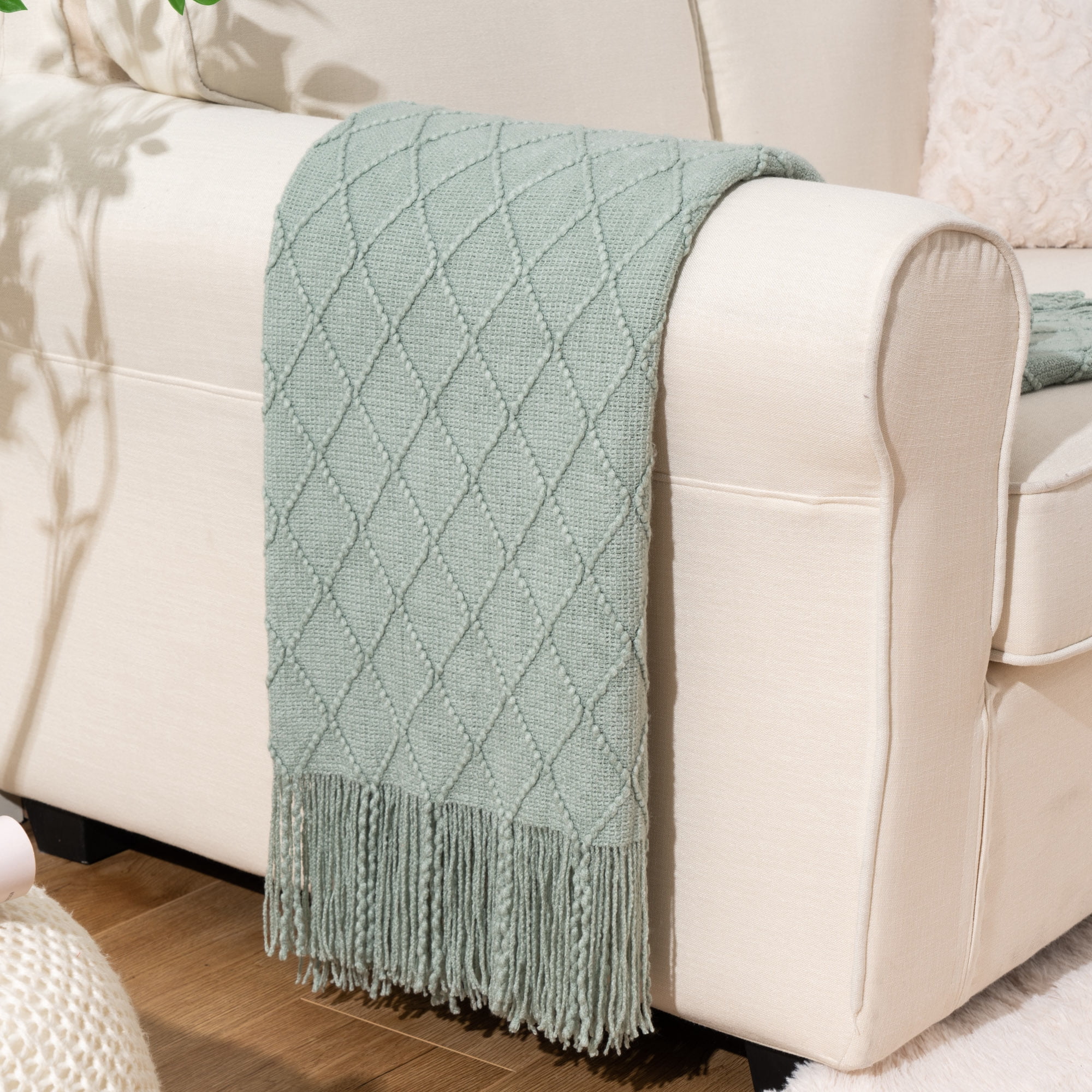 Battilo Sage Green Throw Blanket for Couch, Boho Bed Throws for Home ...