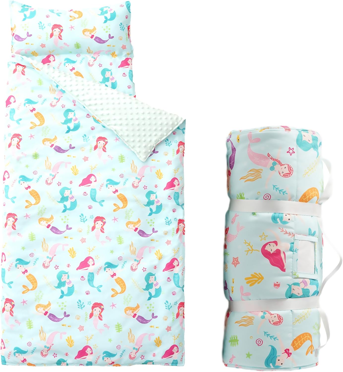 Battilo Toddler Nap Mat with Removable Pillow, Cotton Nap Mats for ...