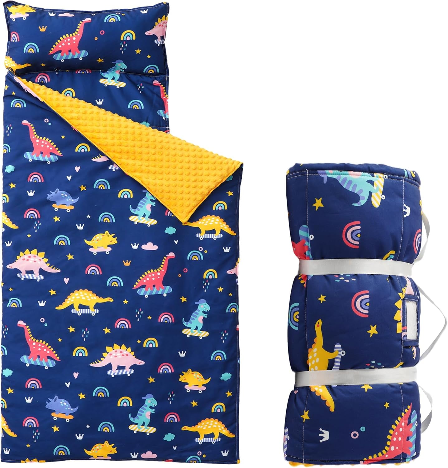 Battilo Toddler Nap Mat with Removable Pillow, Cotton Nap Mats for ...