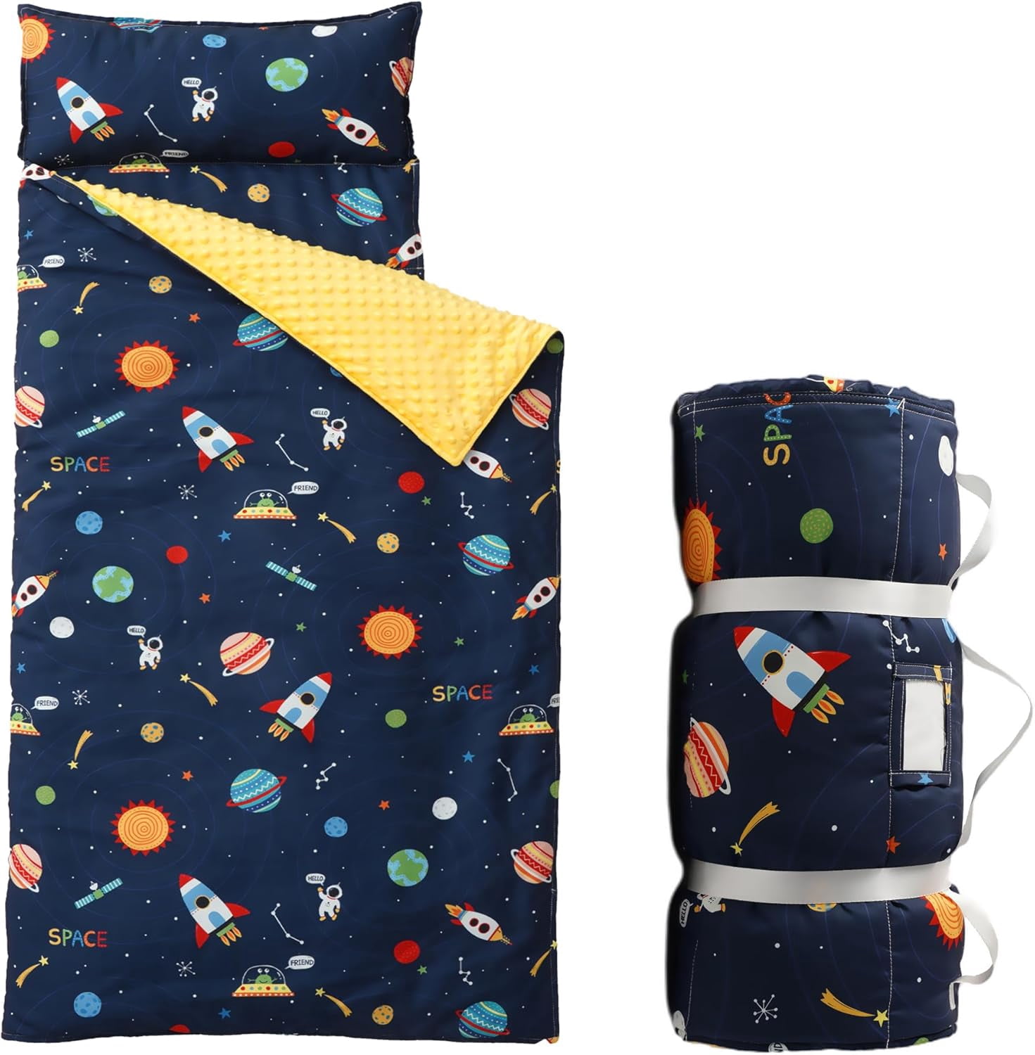 Battilo Toddler Nap Mat with Removable Pillow, Cotton Nap Mats for ...