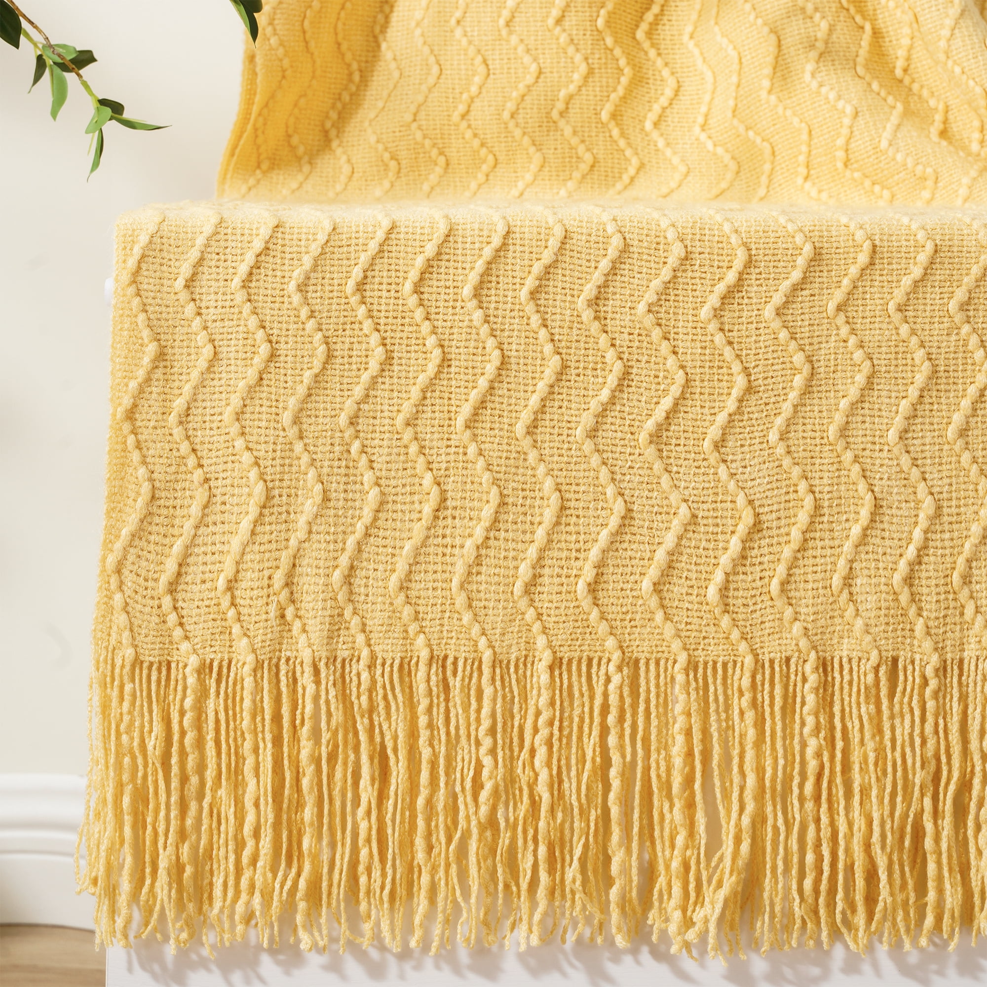 Battilo Yellow Throw Blanket Acrylic Decor Throws,Spring Decorative ...