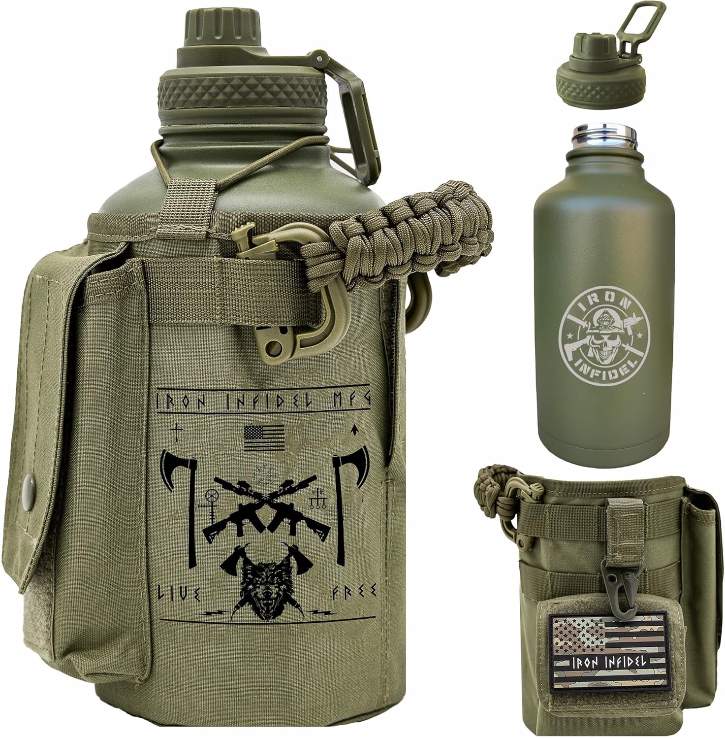 Battle Bottle - Half Gallon Insulated Water Bottle with Paracord Handle ...