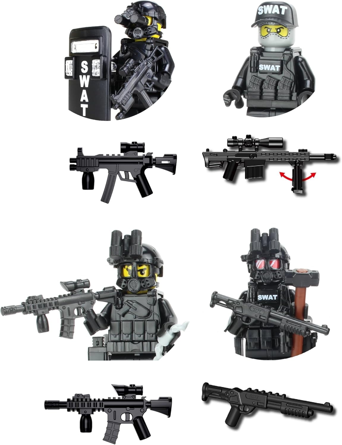Battle Brick Police SWAT Team Collectible Custom Minifigures Compatible ...