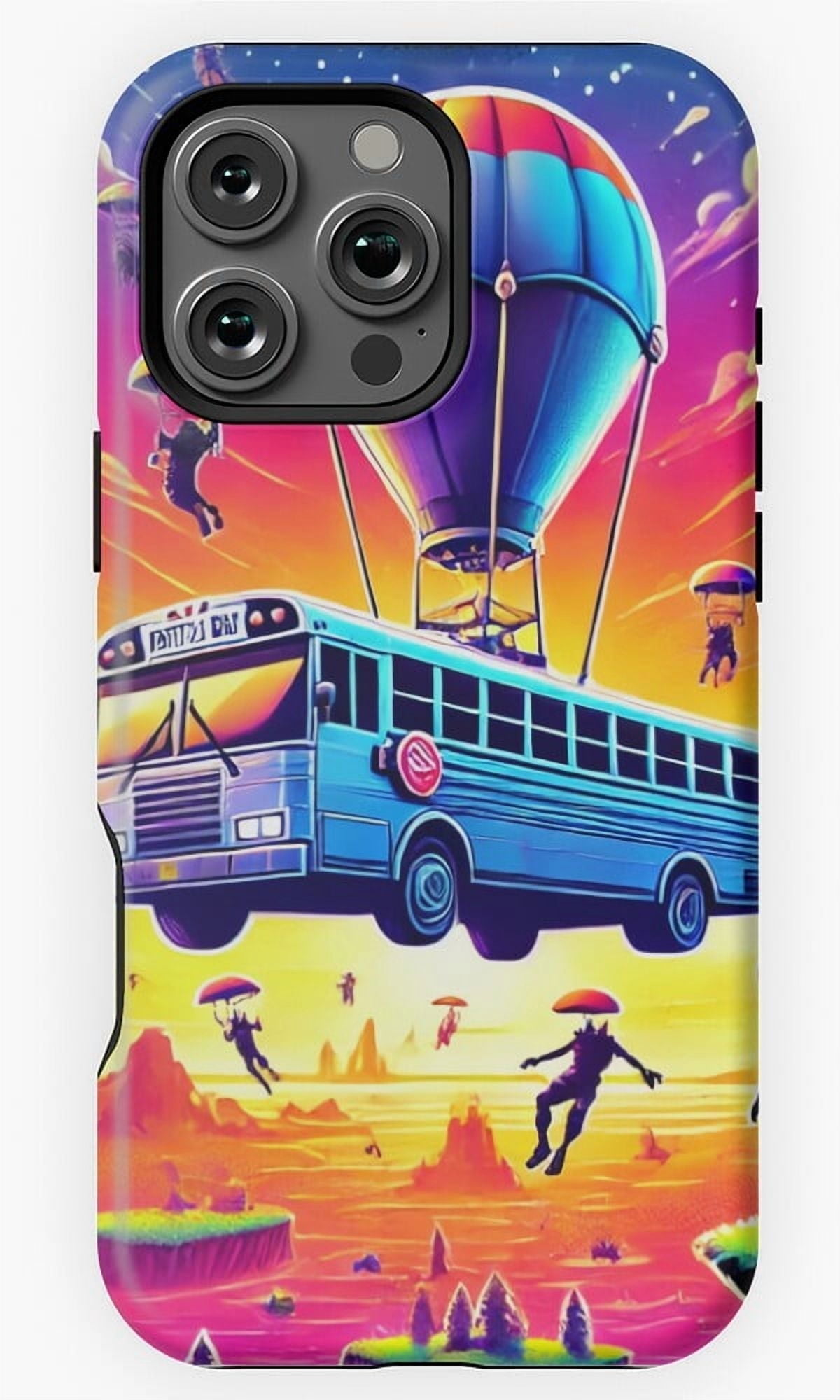 Battle Bus Gamer Gaming Drop Zone Funny Phone Case for iPhone 11 12 13 14 15 16 17 Pro Max ...