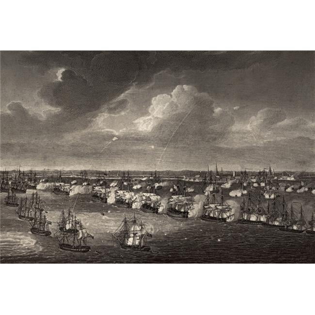 The Battle of Copenhagen - April 2 1801 Illustration by Westall From The Book The Life of Nelson ...