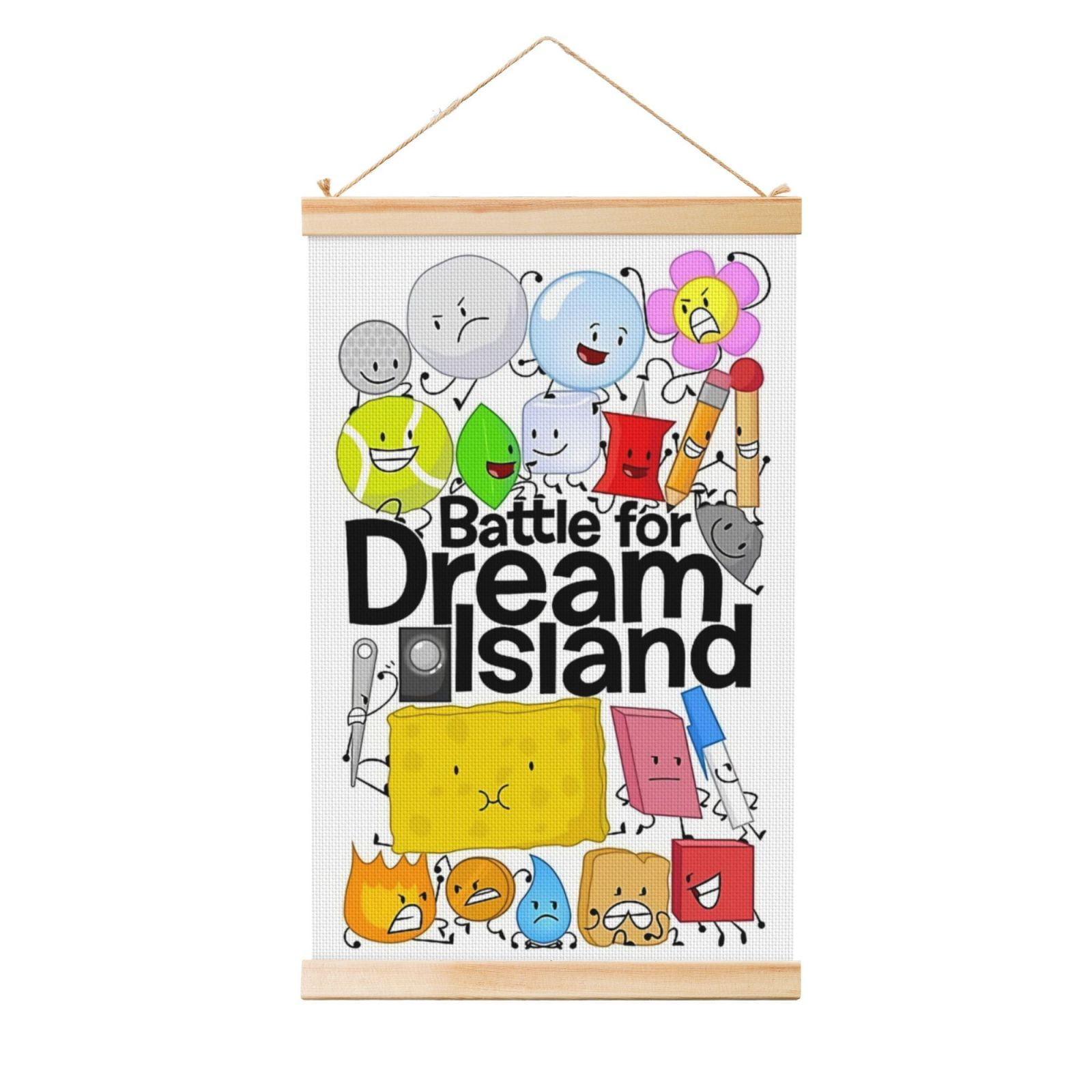 Battle For Dream Island Posters Wall Hanging Wooden Shaft Poster Wall Art Aesthetic Hanger Frame ...
