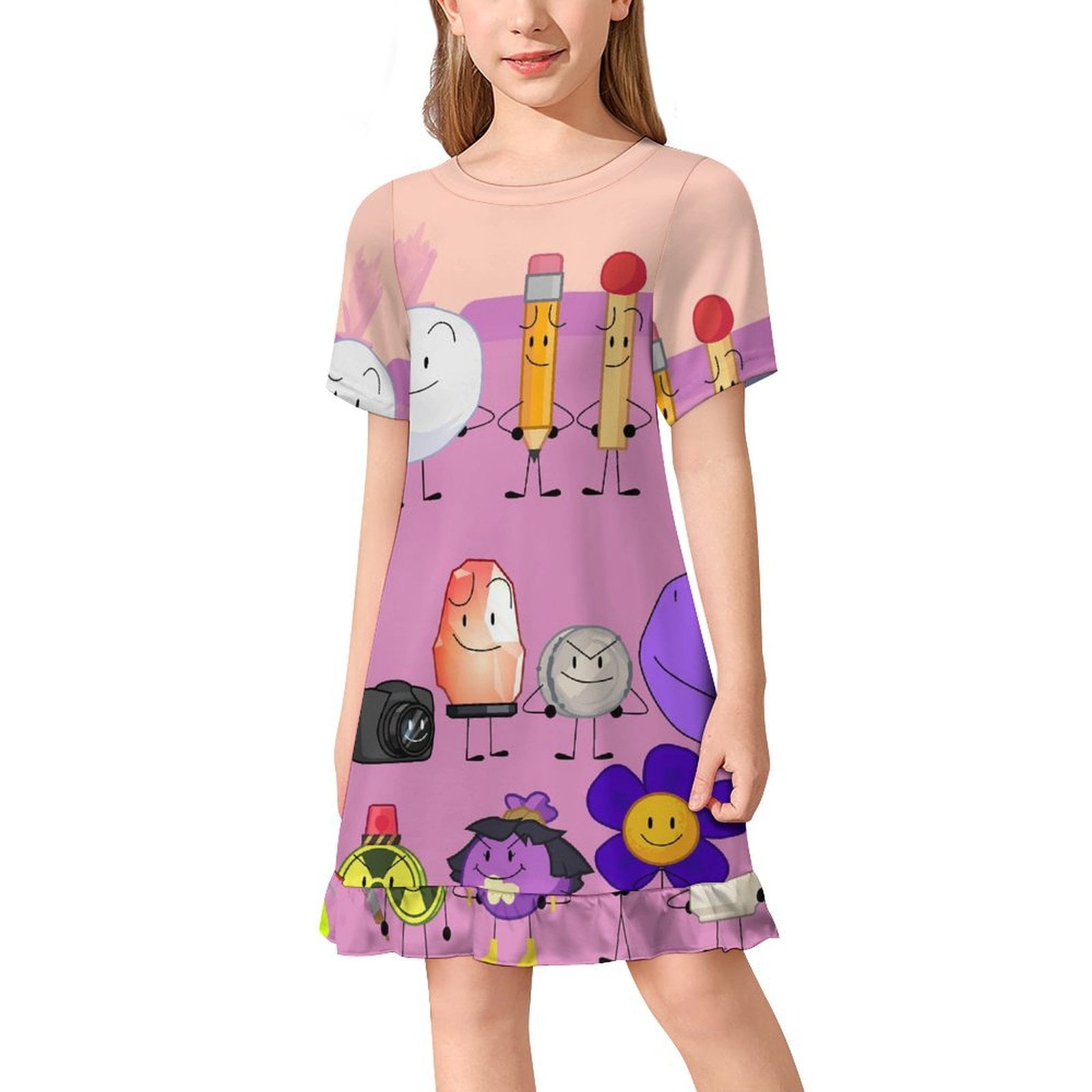 Battle For Dream Island Game Children's Short Sleeved Dress 3D Printed ...