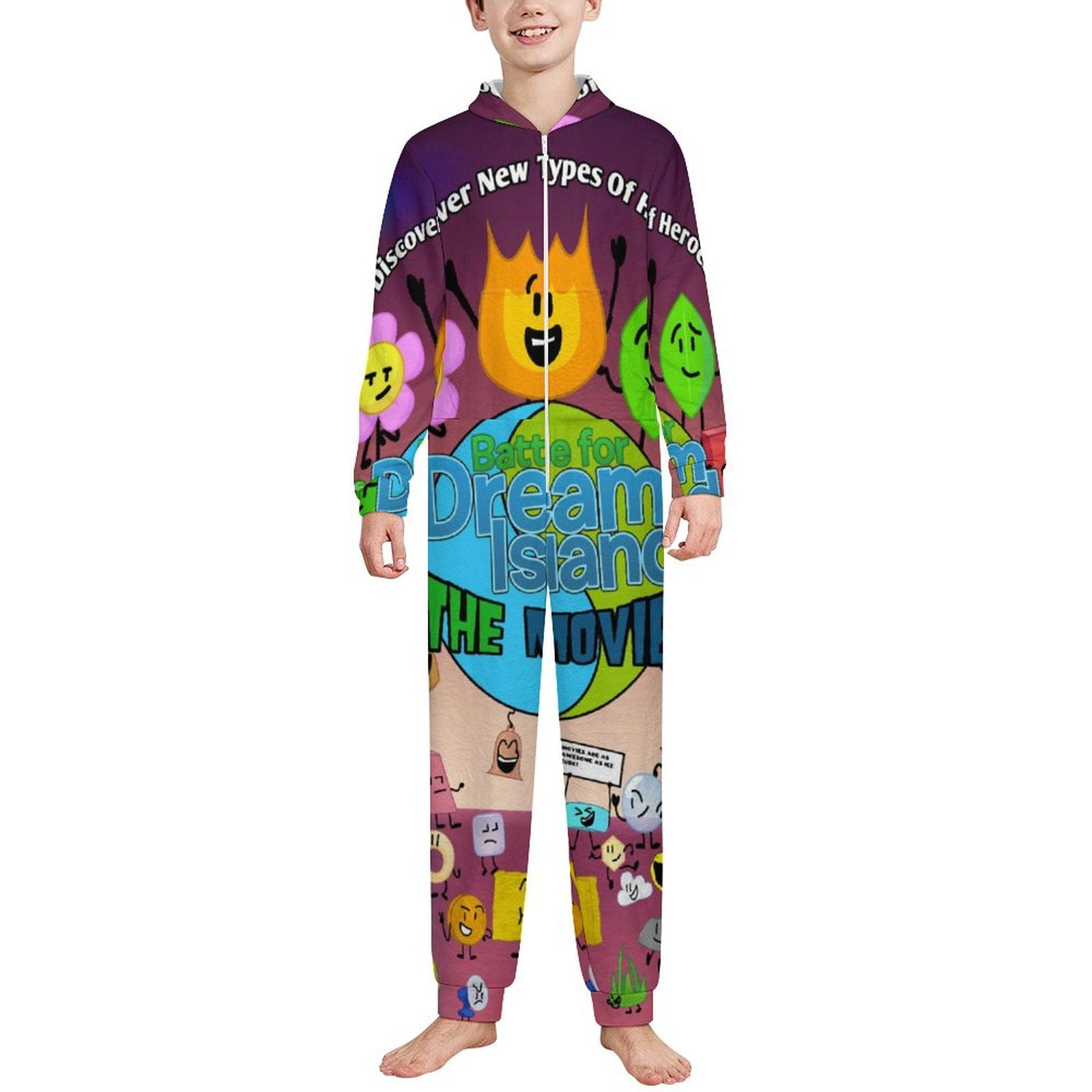 Battle For Dream Island Kids One Piece Pajama Hooded Union Suit PJs ...