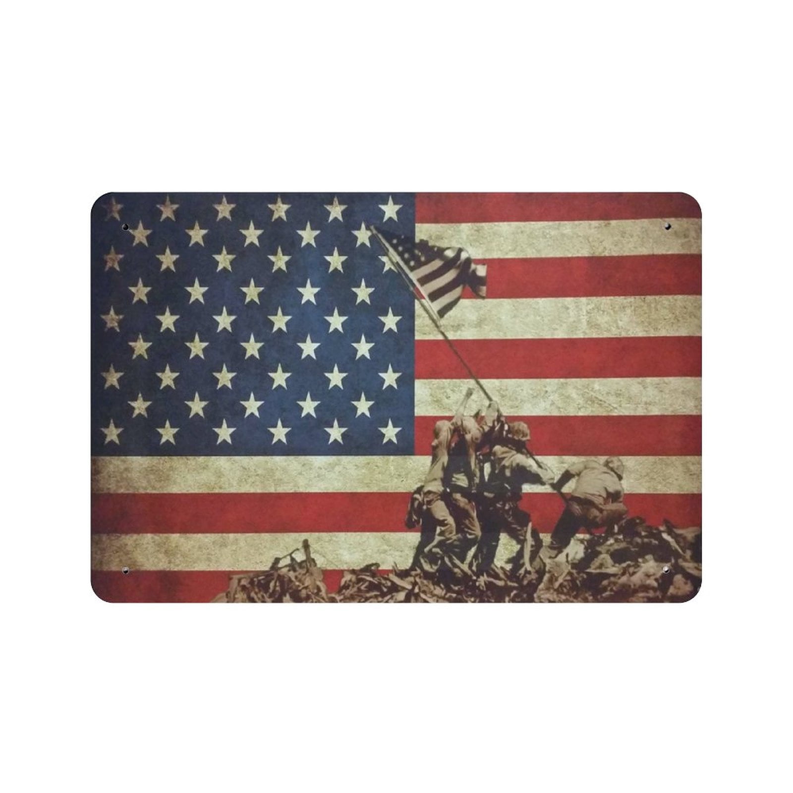 Battle of Iwo Jima American Flag tin sign Print World War 2 Japan ...