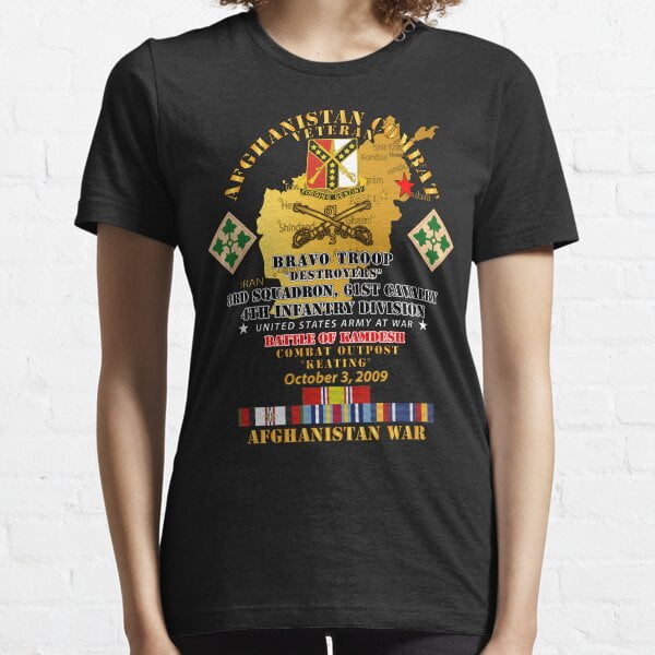 Battle Kamdesh Cop Keating 61St Cavalry W Afghan Svc Essential T-shirt ...