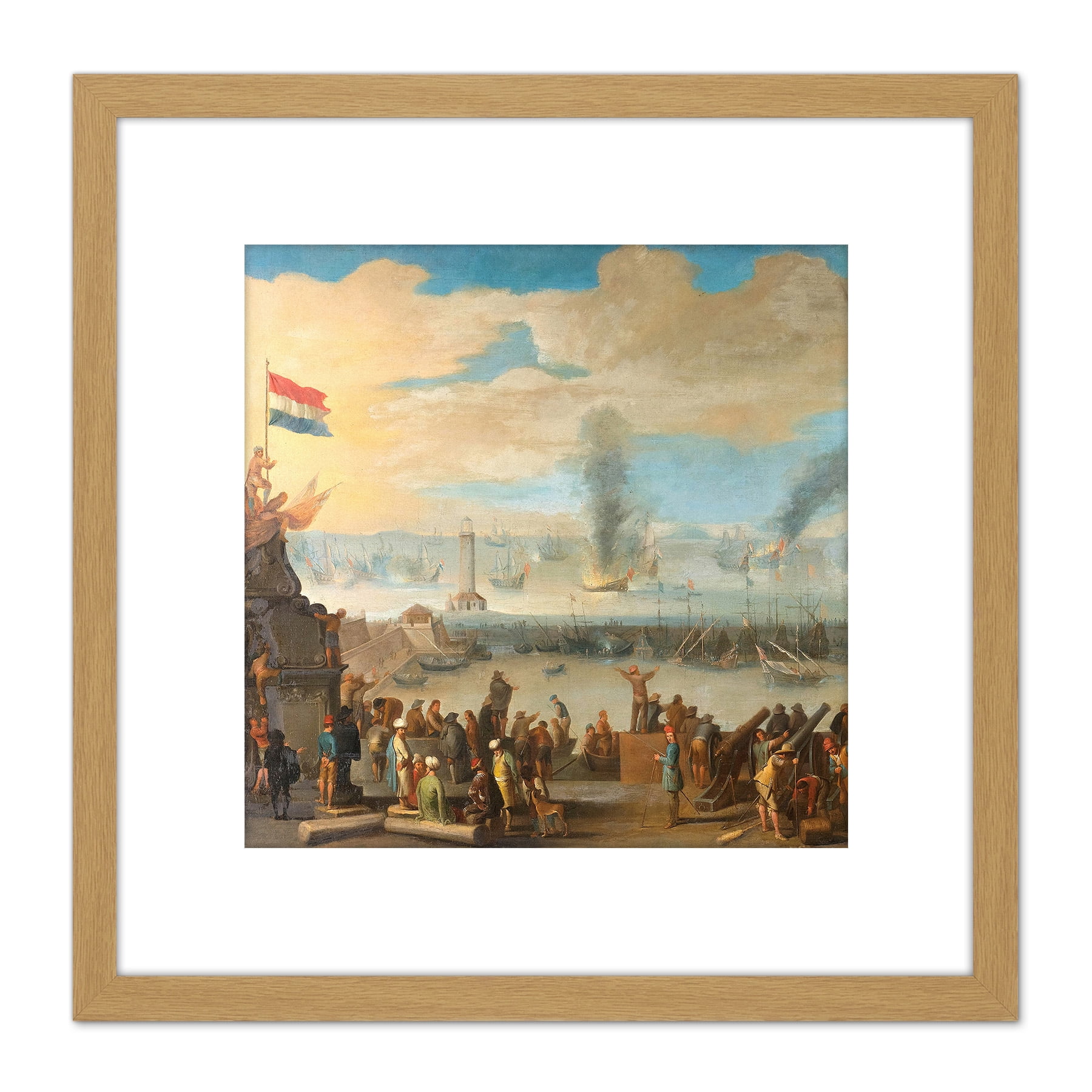 Battle Near Livorno Anglo Dutch War Painting 8X8 Inch Square Wooden ...