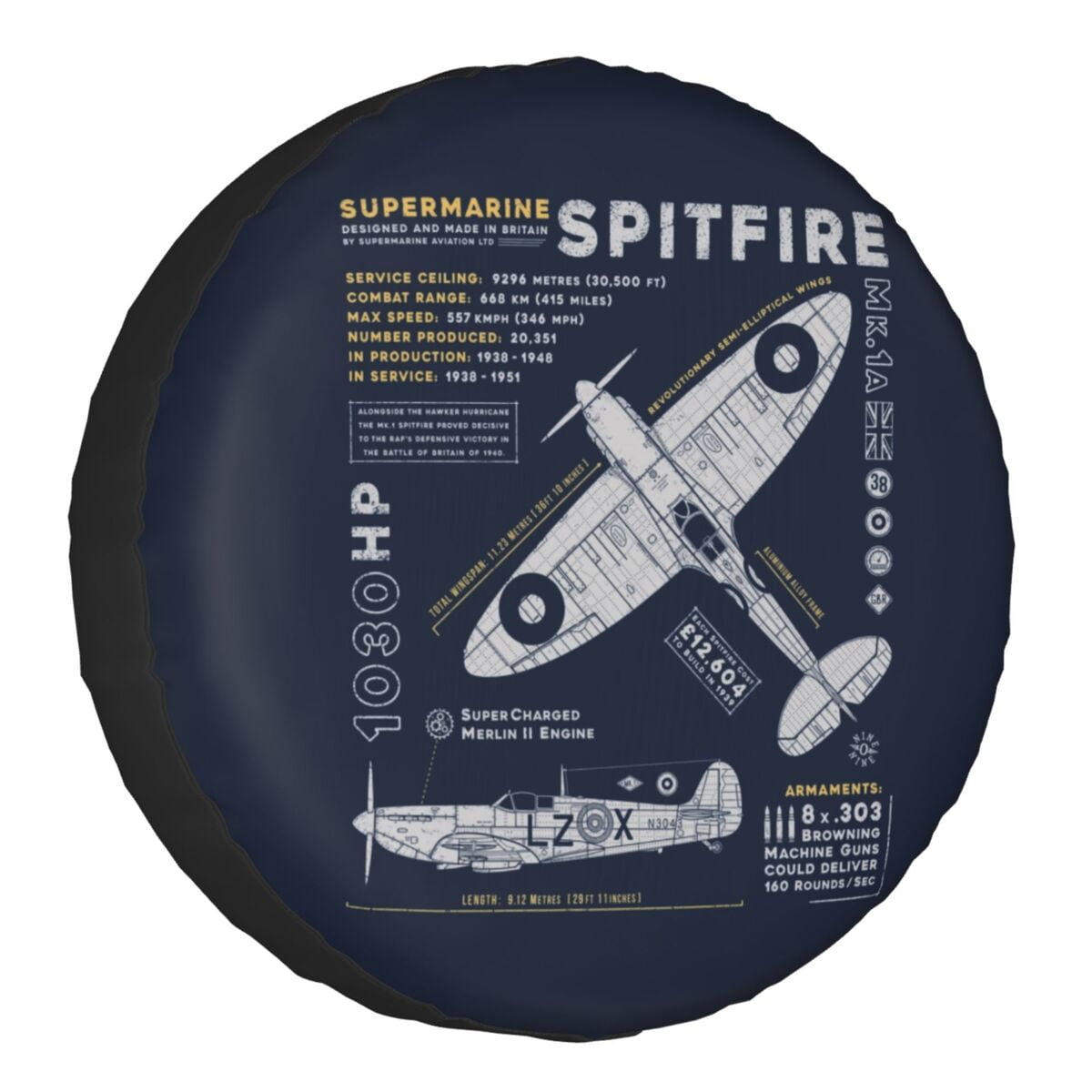 Battle Of Britain Spare Tire Cover Supermarine Spitfire Fighter Pilot ...